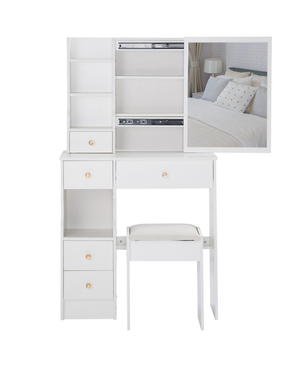 Click here for Streamdale Compact Vanity with Mirror & Stool  Mul... prices