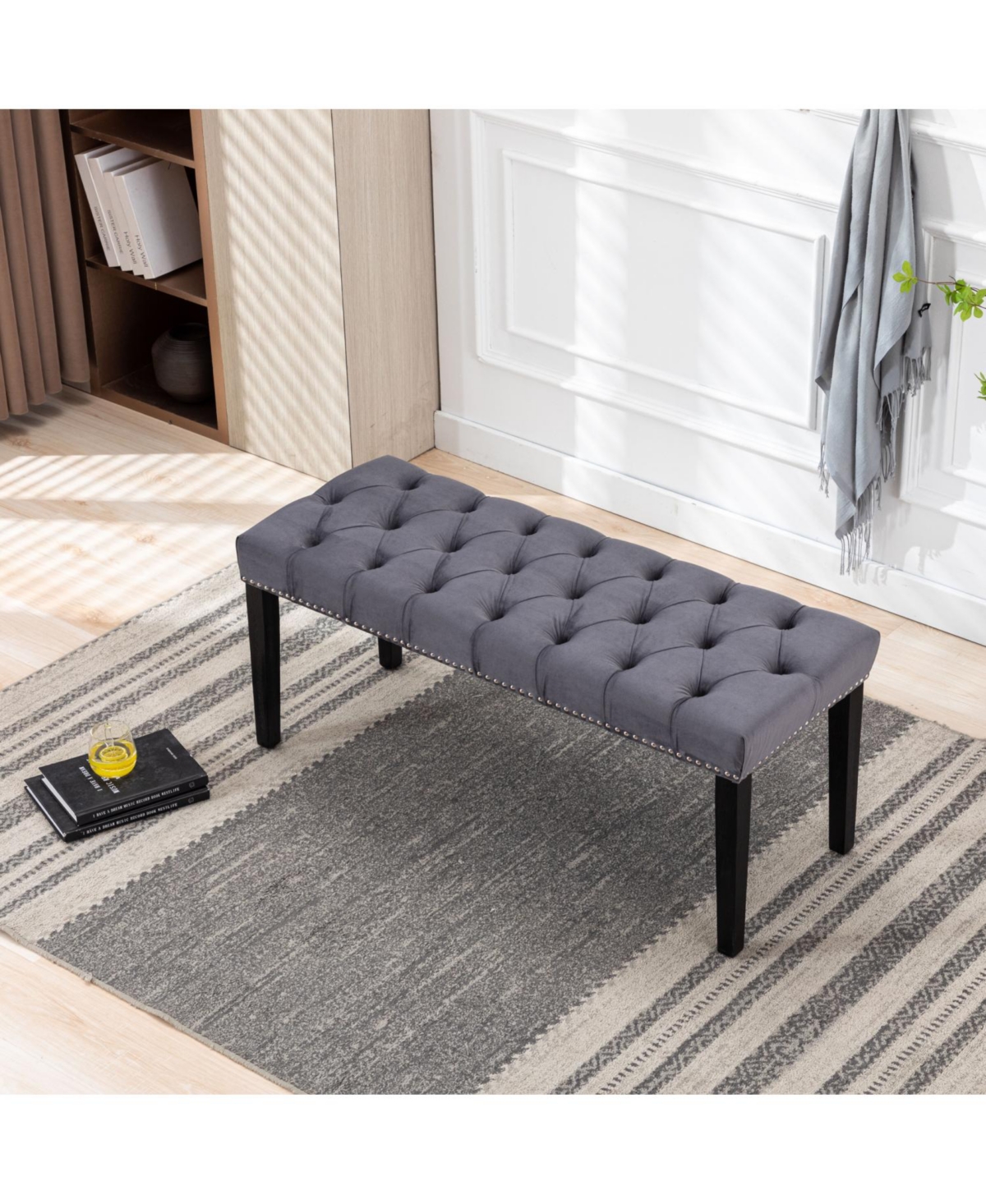 Click here for Streamdale Furniture Tufted Velvet Bench Ottoman -... prices
