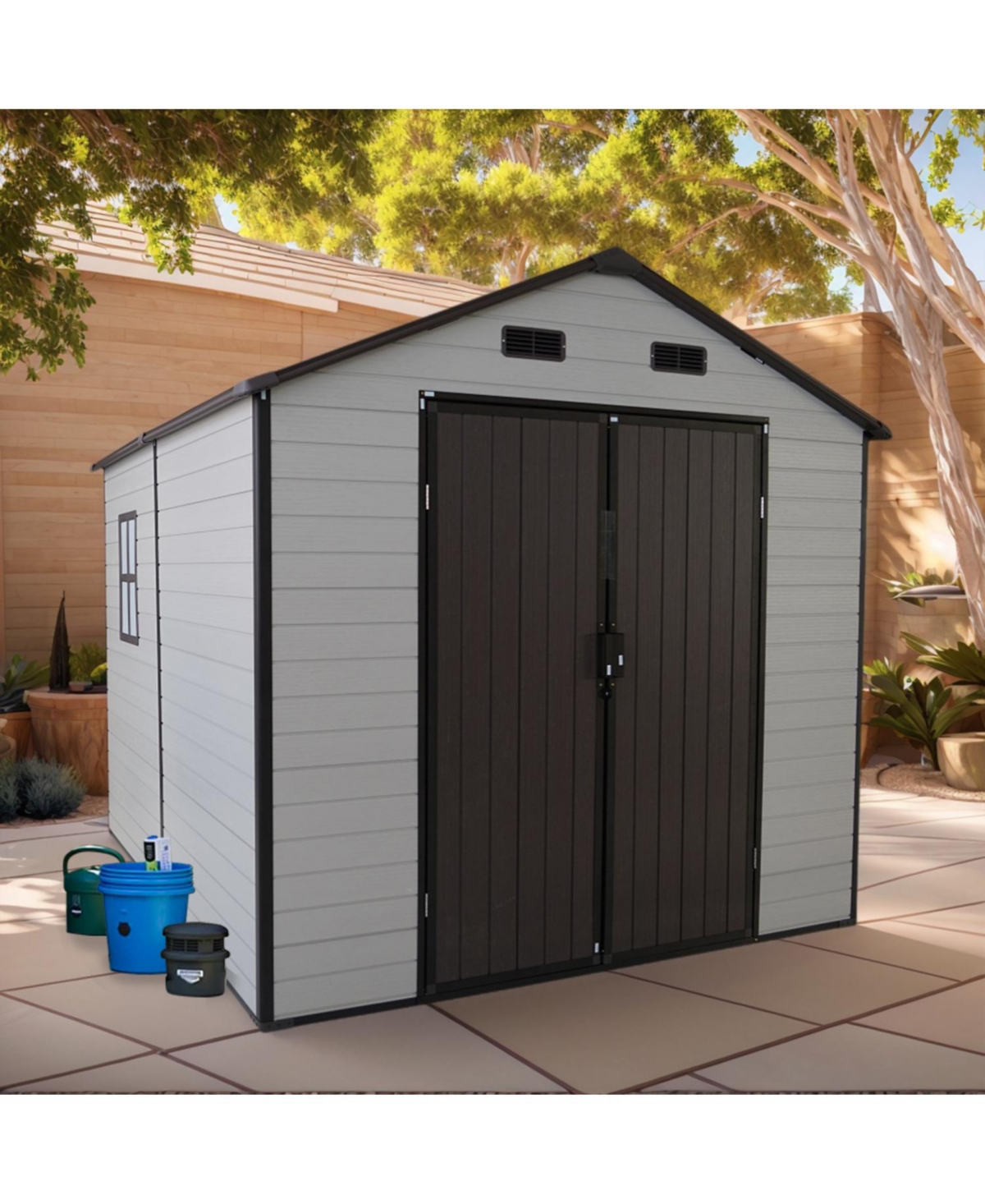 Click here for Streamdale Furniture 8x8 Resin Storage Shed w/ Win... prices