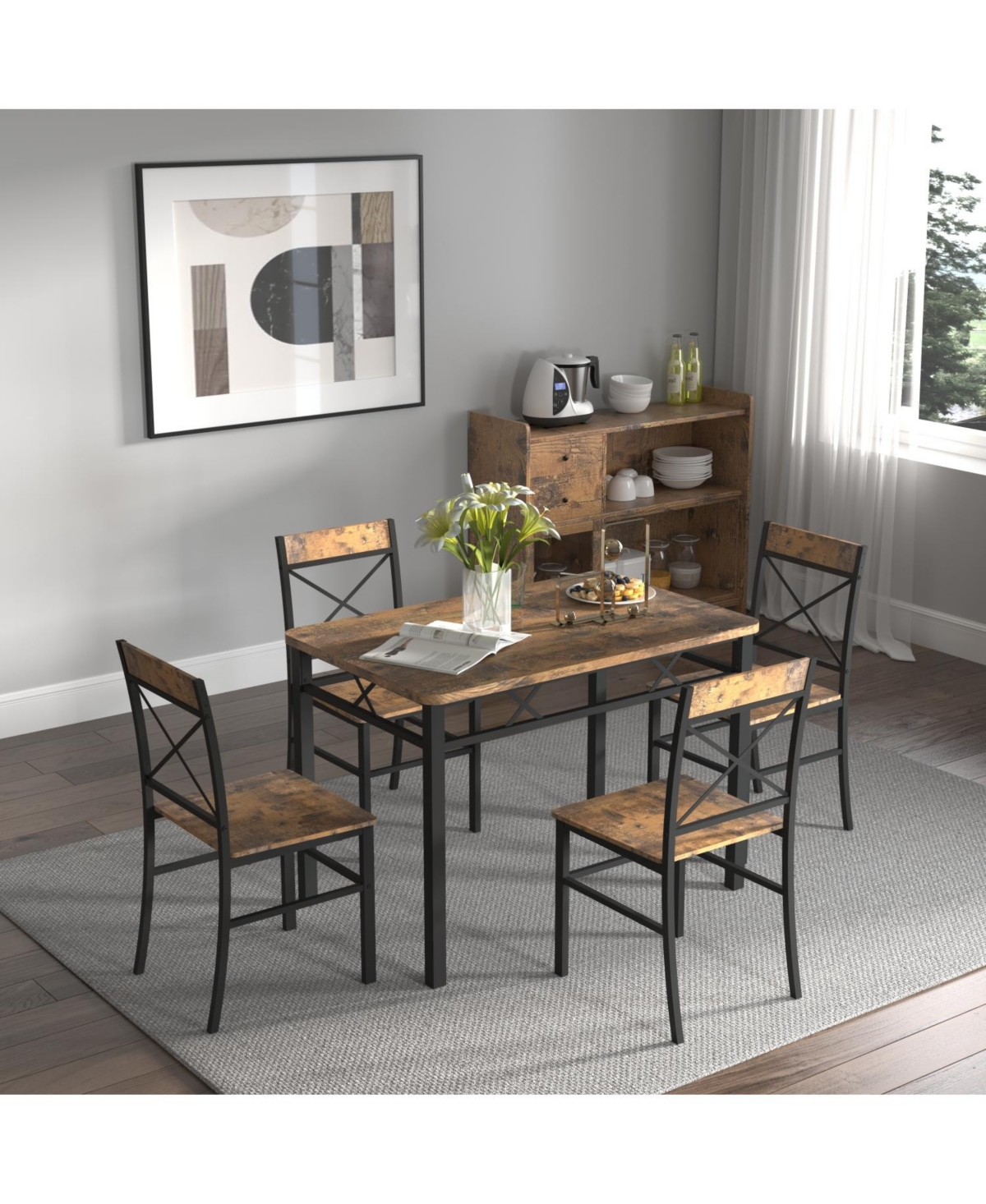 Click here for Streamdale Furniture Rustic Brown Dining Table Set... prices