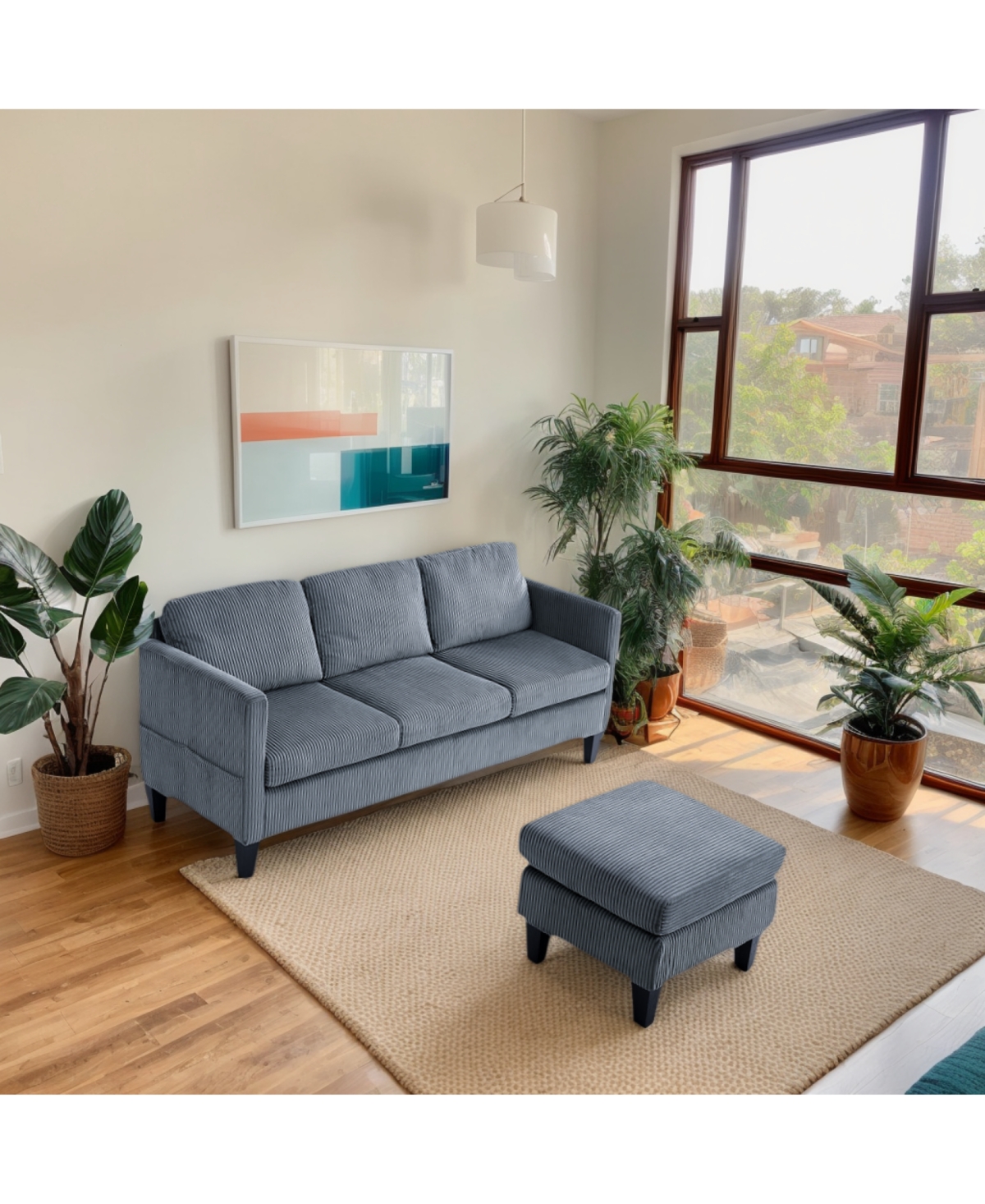 Click here for Streamdale Furniture L-Shaped Corduroy Sofa- Moder... prices