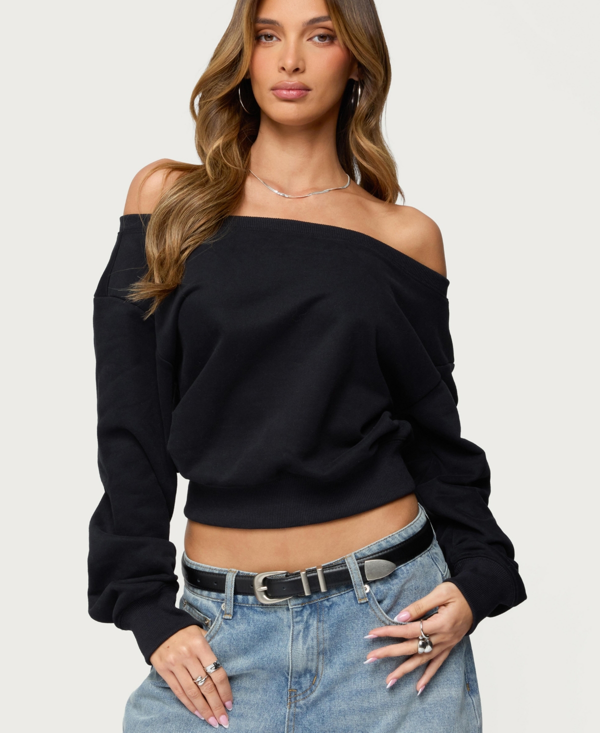 Click here for Edikted Womens Christy Off Shoulder Sweatshirt - B... prices