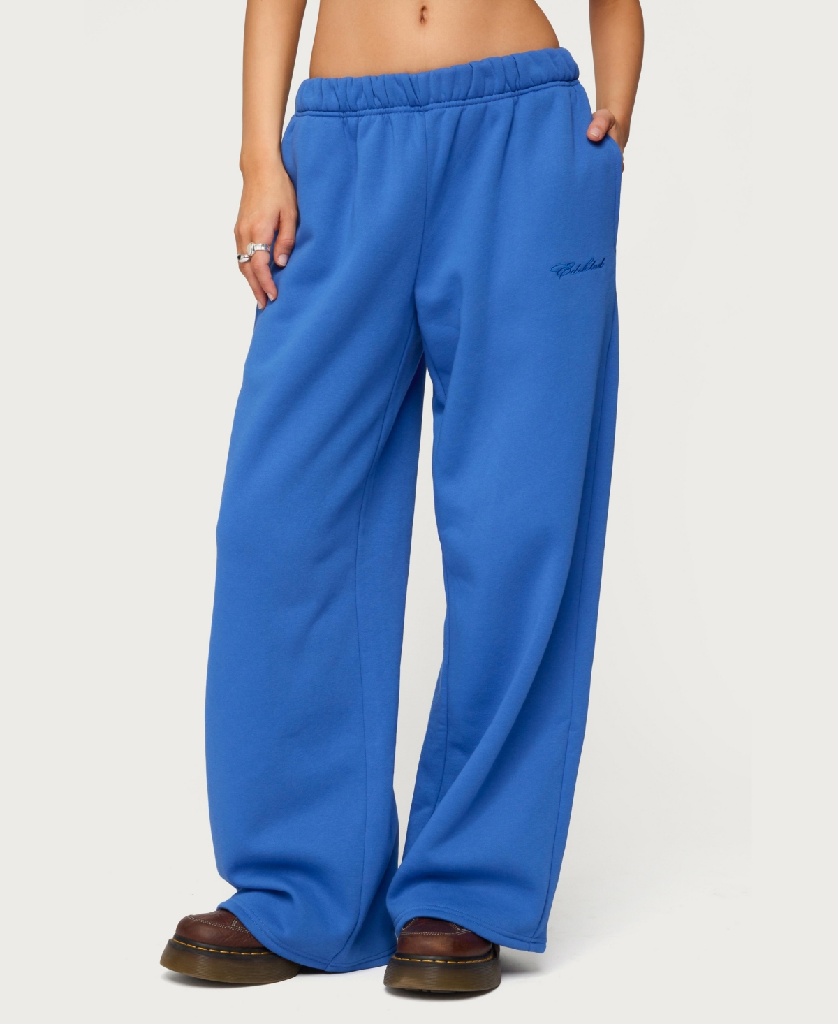 Click here for Edikted Womens Basic Girl Wide Leg Sweatpants - Bl... prices
