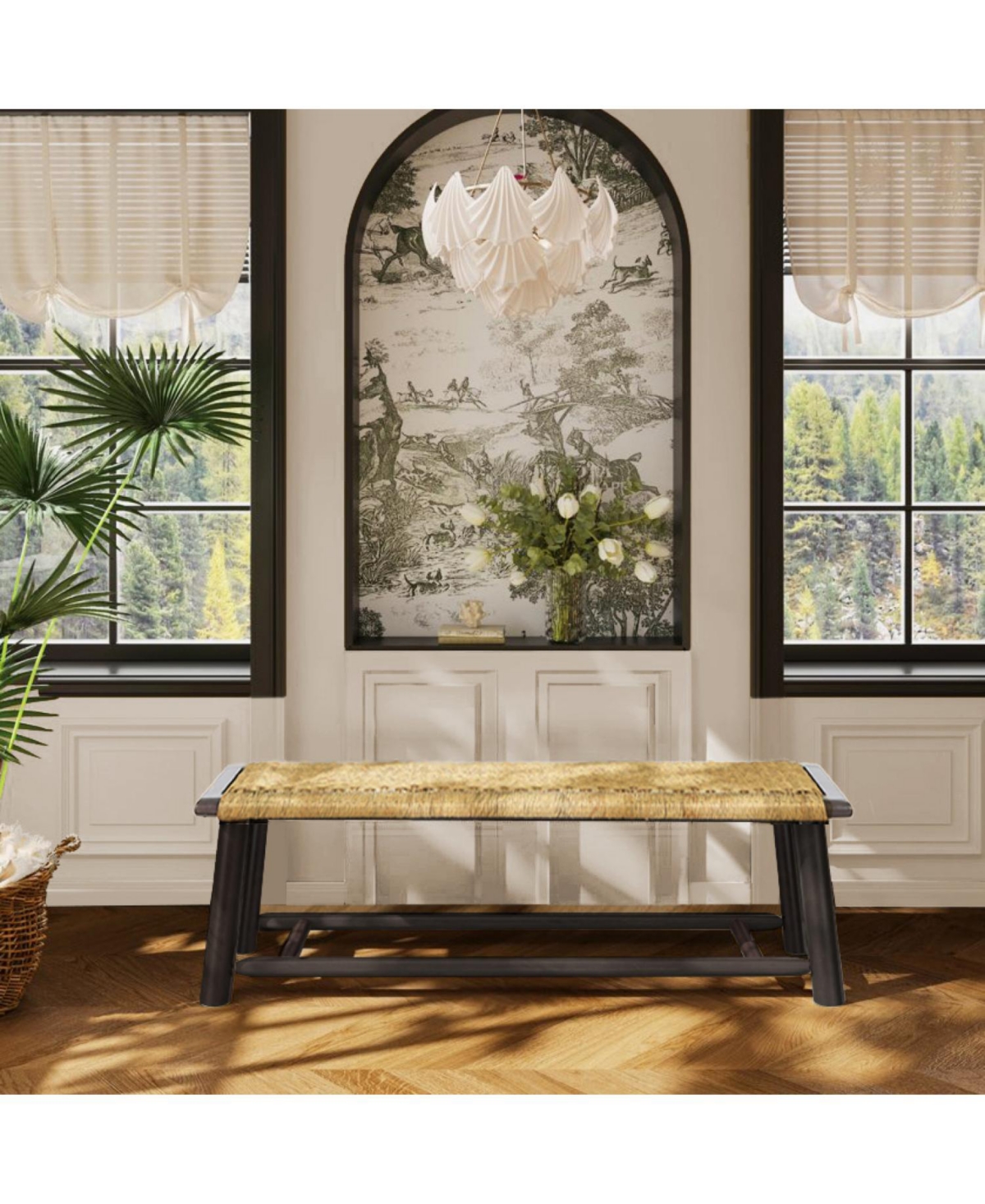 Click here for Streamdale Furniture Farmhouse Wood Rattan Bench -... prices