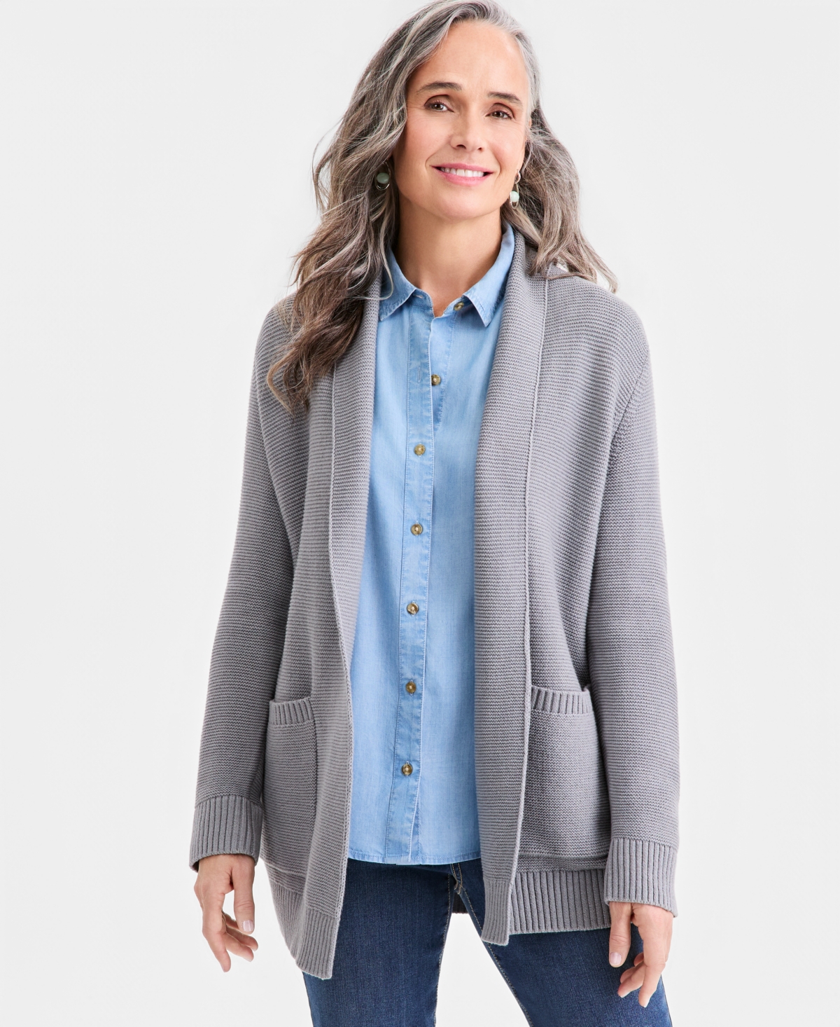 Click here for Style & Co Womens Open Front Stitch Cardigan Sweat... prices