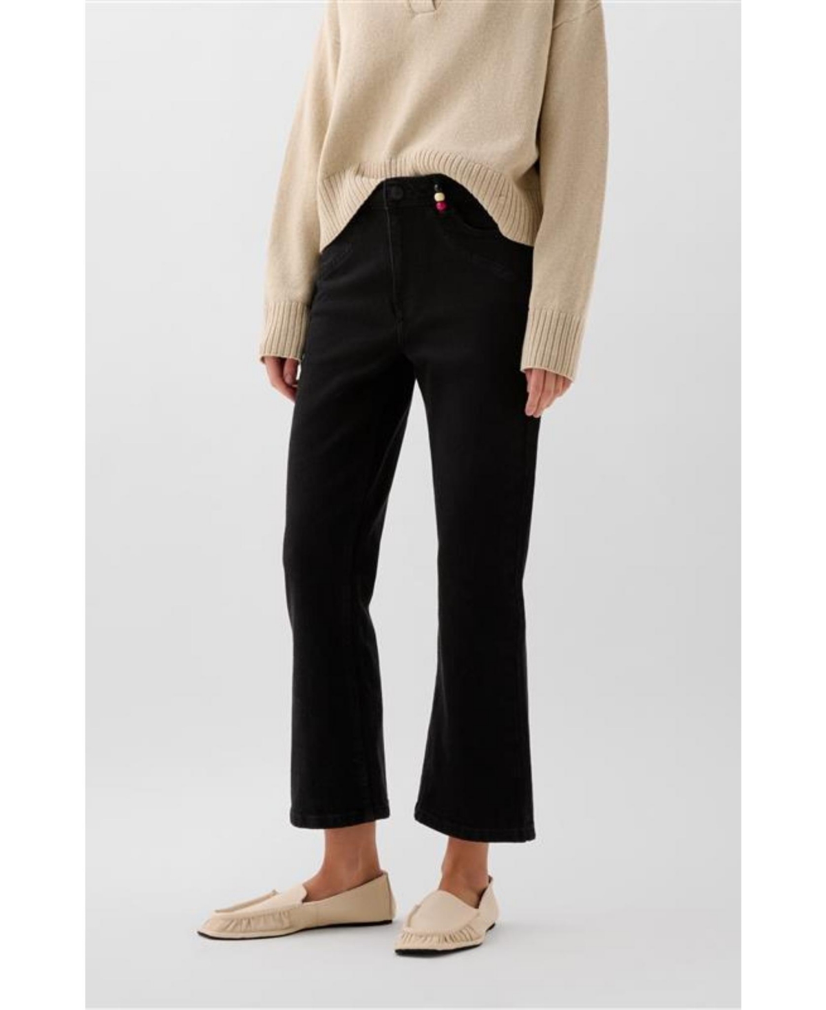 Click here for Scalpers Womens Ankle Beads Denim Pant - Black prices