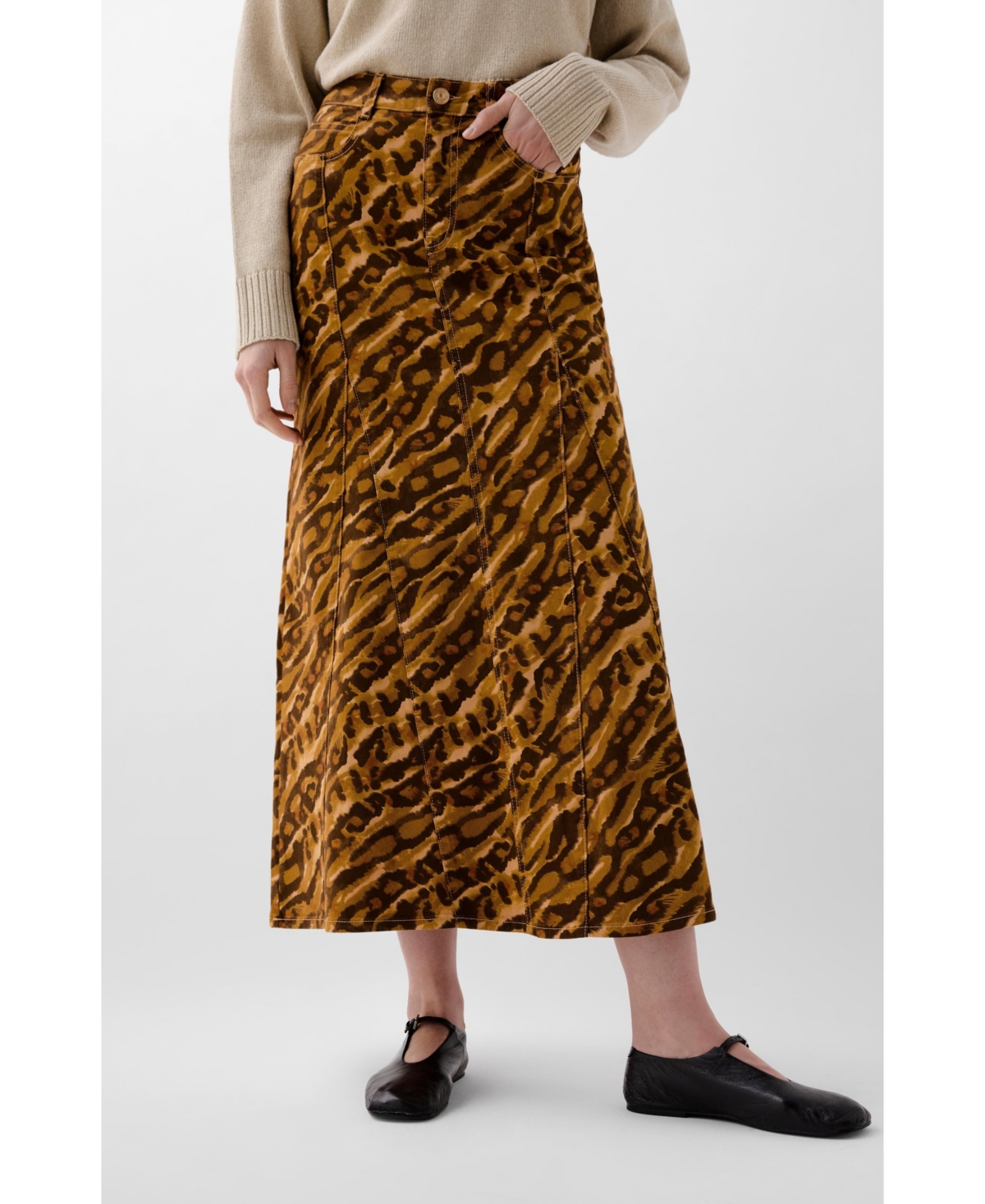 Click here for Scalpers Womens Print Flare Denim Skirt - Animalpr... prices