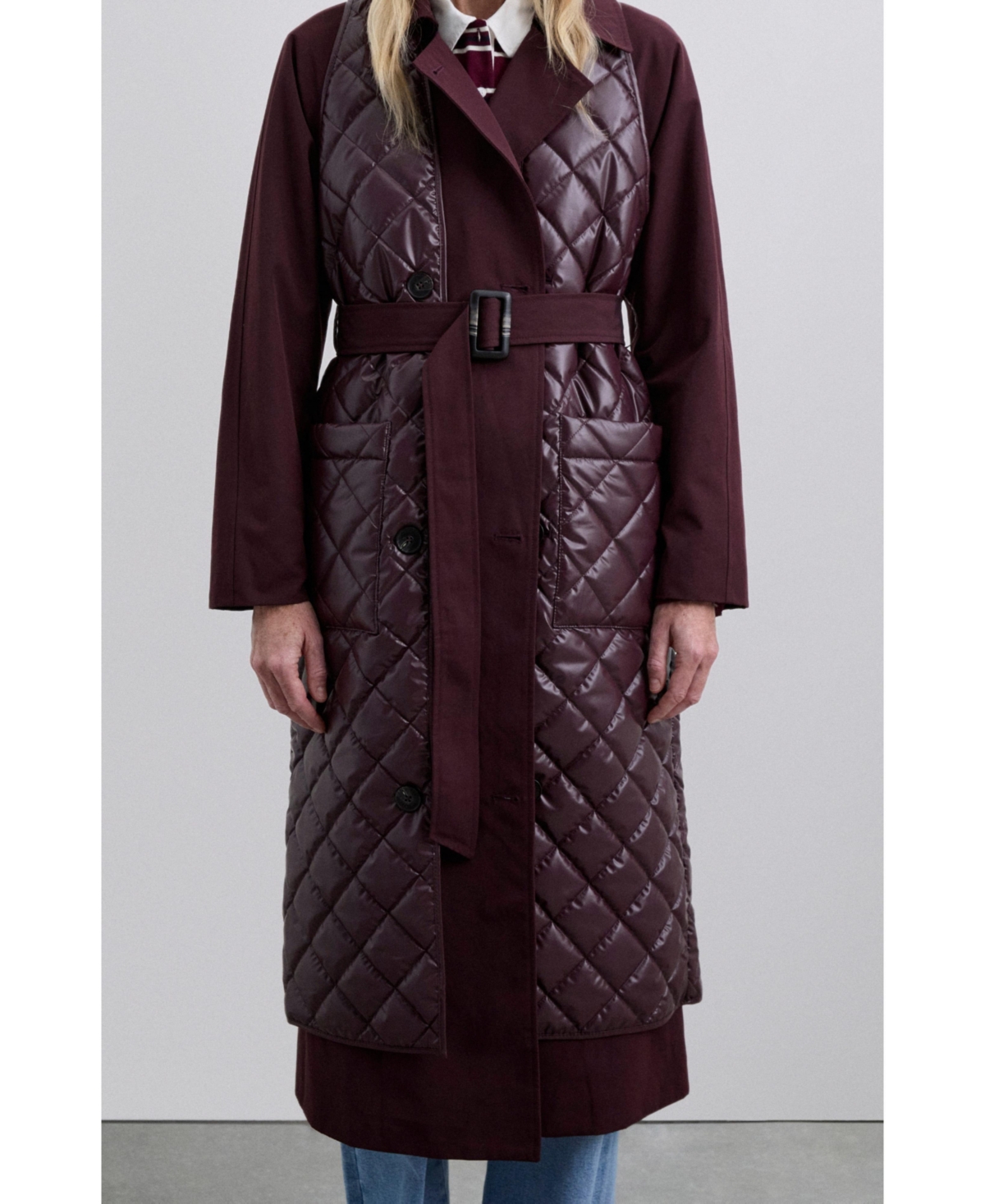 Click here for Scalpers Womens Doubletrench Coat - Red overflow prices