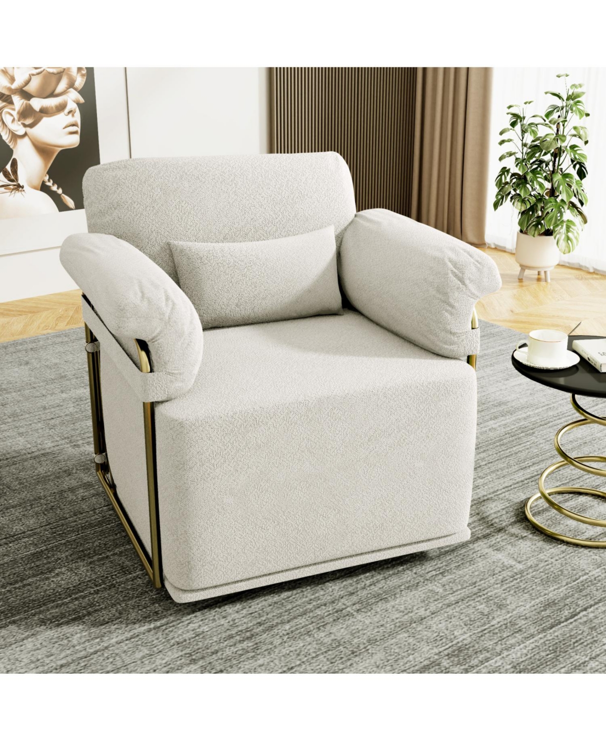 Click here for Streamdale Swivel Accent Chair  Fluffy Fabric  Gol... prices
