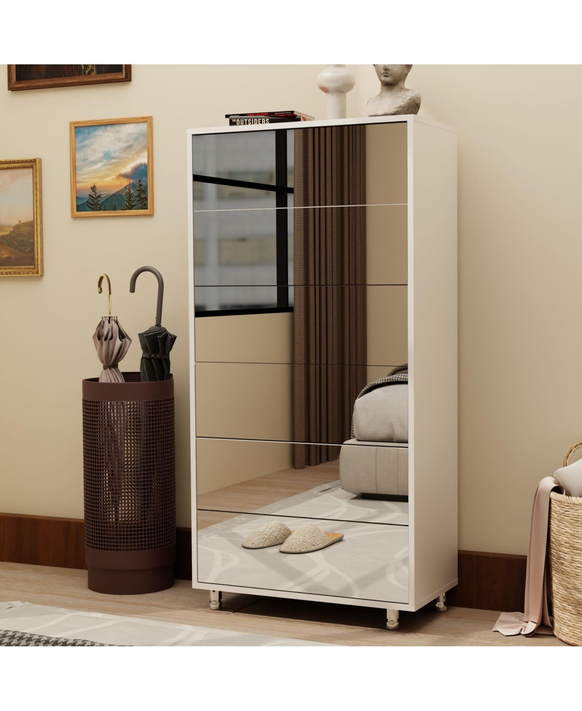 Click here for Clihome Mirror Shoe Cabinet With 6 Flip Drawers  M... prices