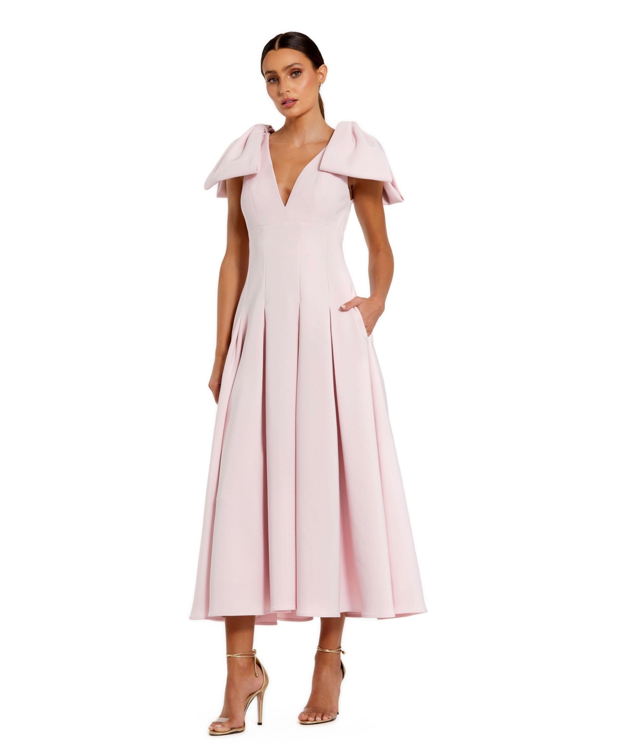 Click here for Mac Duggal Womens Crepe A Line Midi Dress - Blush prices