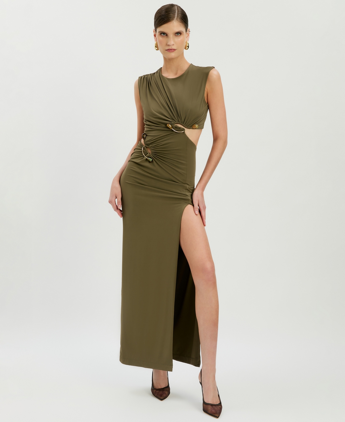 Click here for Bardot Womens Felix Crewneck Maxi Dress - Khaki prices