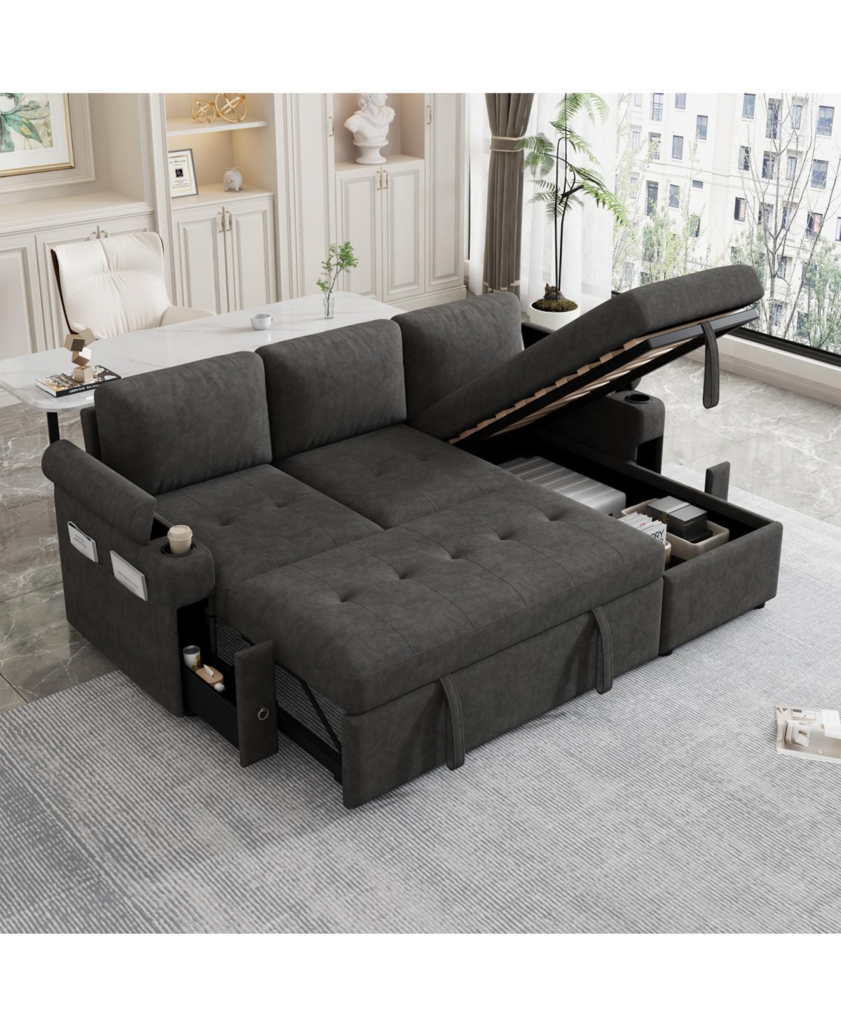 Click here for Streamdale 83.5" L-Shaped Sofa Bed with Stora... prices