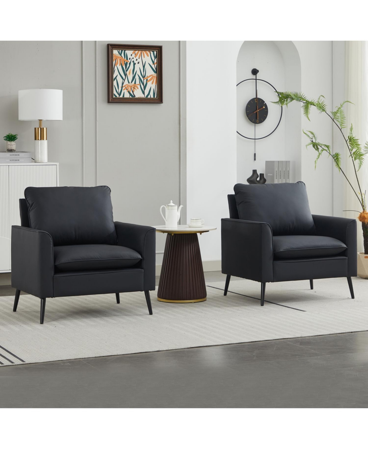 Click here for Streamdale Furniture Cat Paw Leather Sofa 2PC Blac... prices