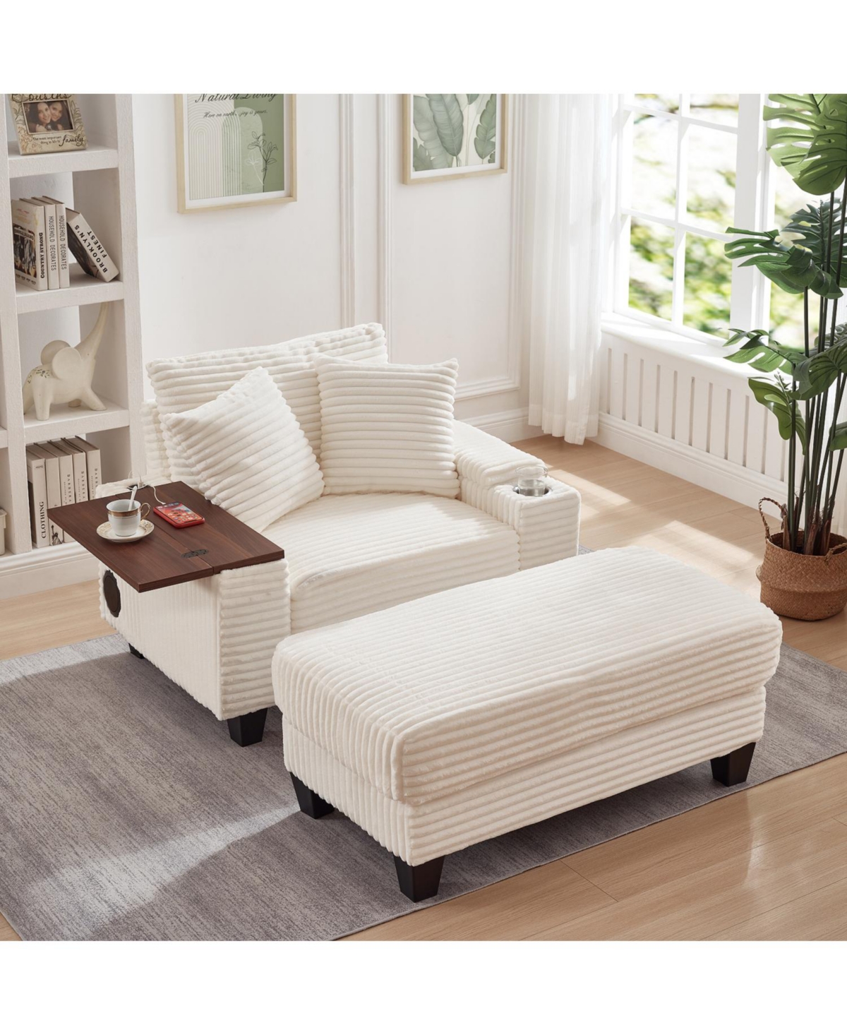 Click here for Streamdale Furniture Corduroy Sofa Bed with Ottoma... prices