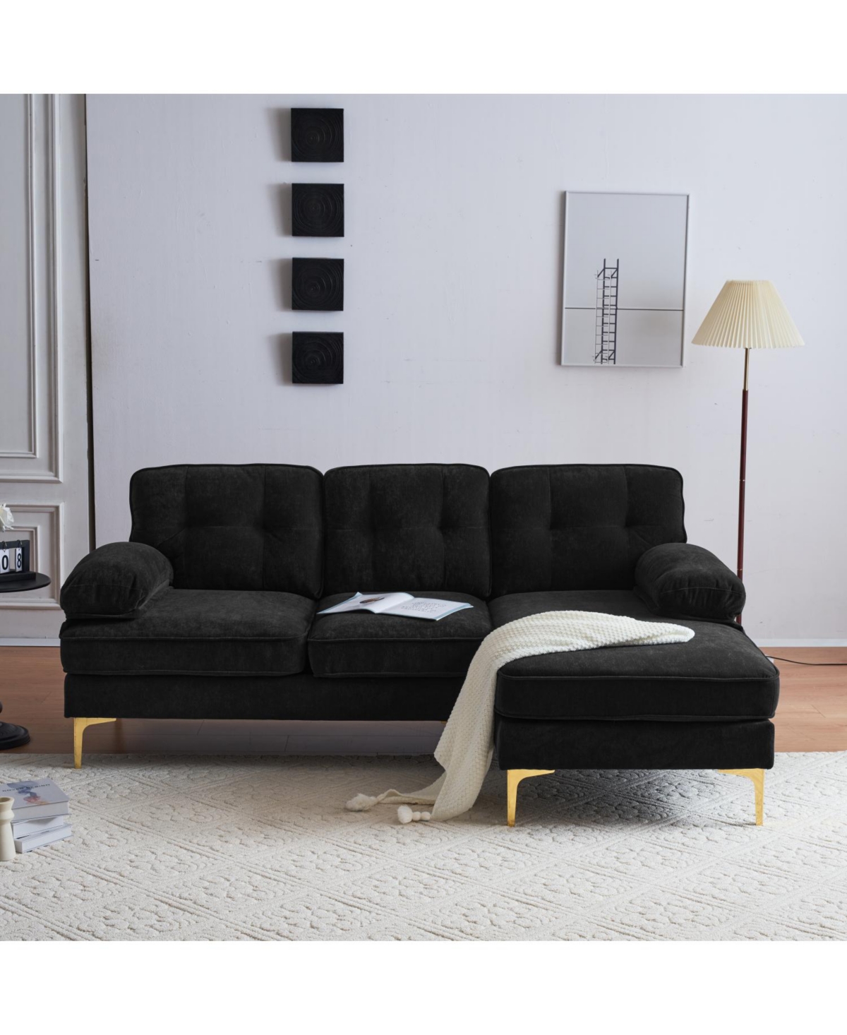 Click here for Streamdale Furniture L-Shaped Sectional Sofa - Bla... prices