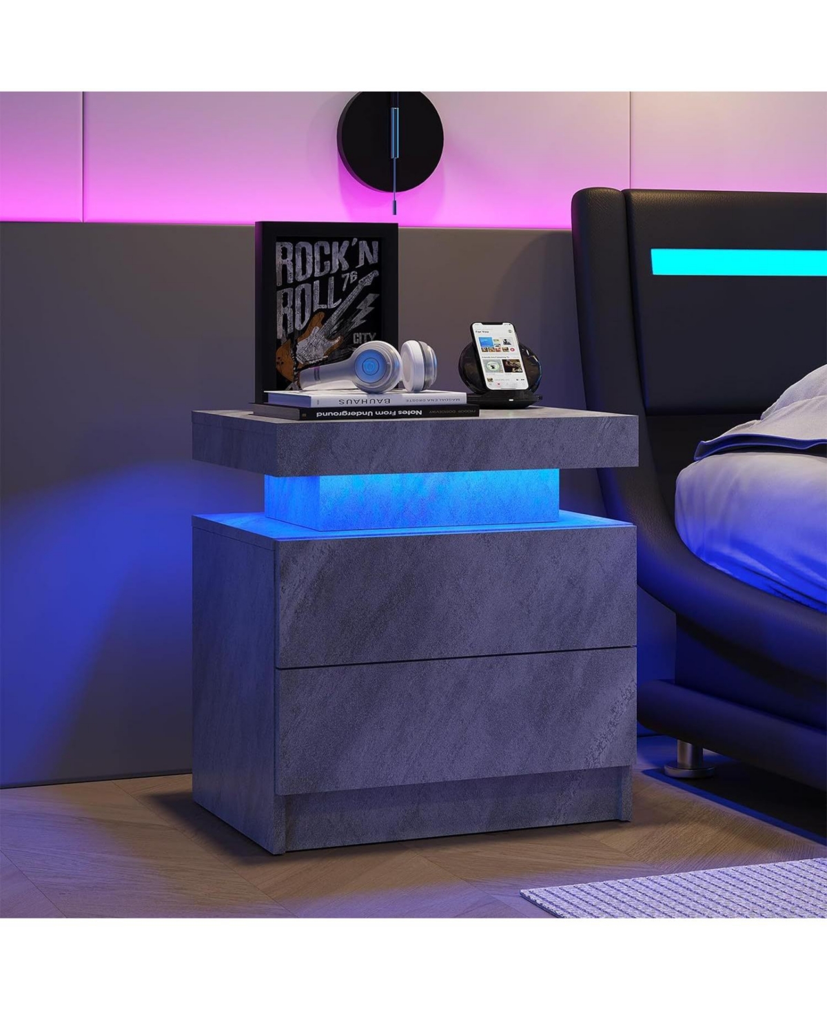 Click here for Streamdale Furniture Led Nightstand Bedside Table... prices