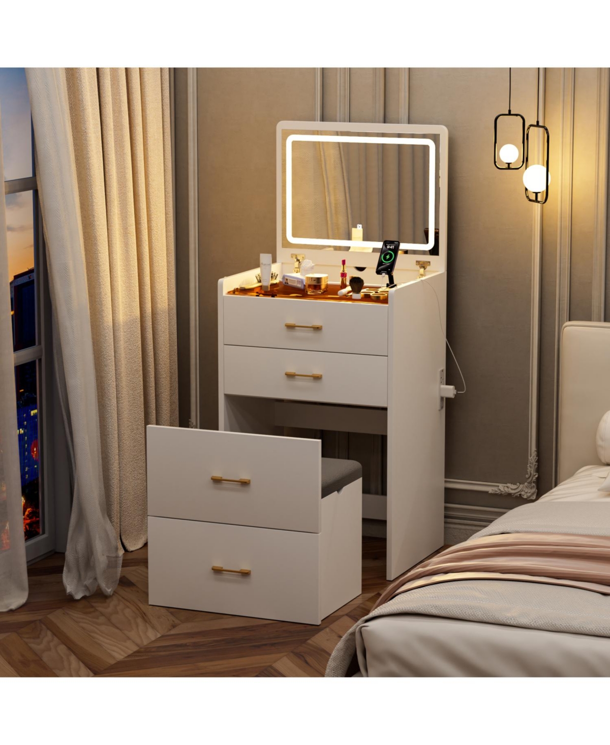 Click here for Streamdale Furniture 3-in-1 Vanity Desk with Mirro... prices