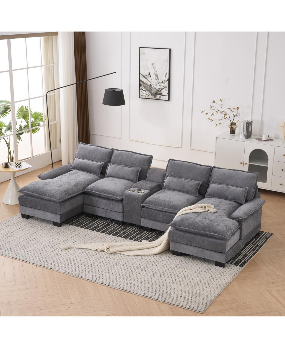 Click here for Streamdale Furniture Modern U-Shaped Sofa w/ Conso... prices