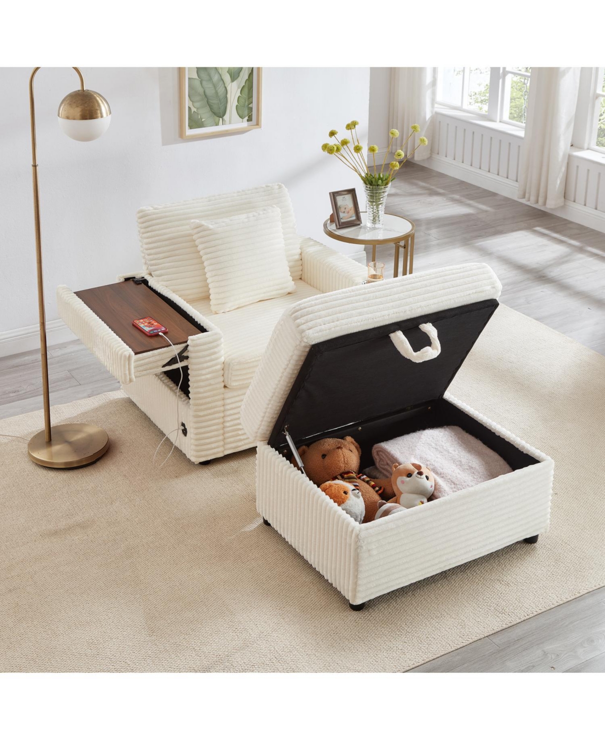 Click here for Streamdale Furniture Fluffy Corduroy Lazy Sofa w/... prices