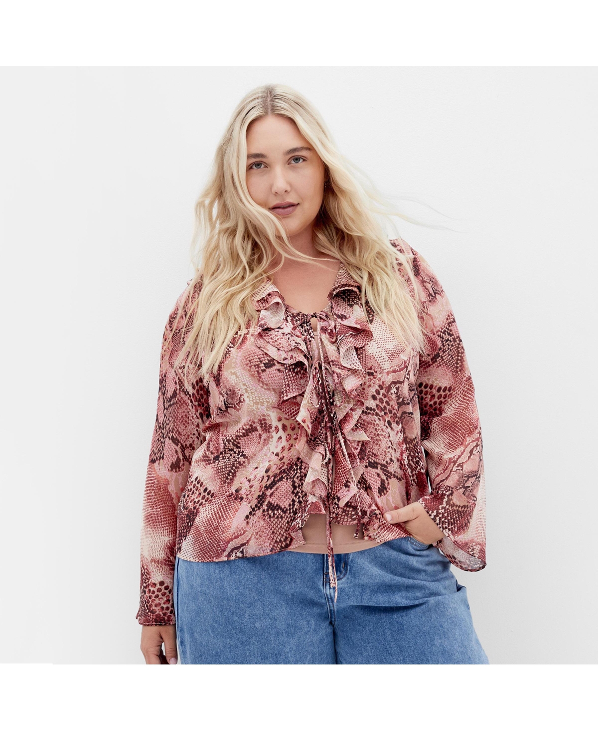 Click here for City Chic Womens Plus Size Vivid Ruffle Snake Prin... prices