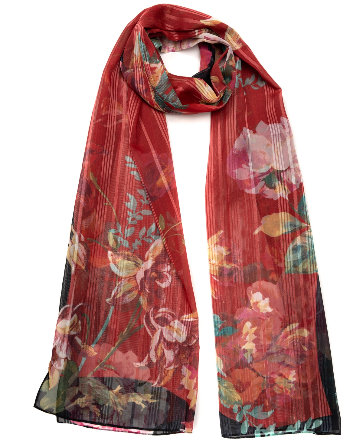 Click here for Vince Camuto Scatter Floral Oblong Scarf - Red Mul... prices