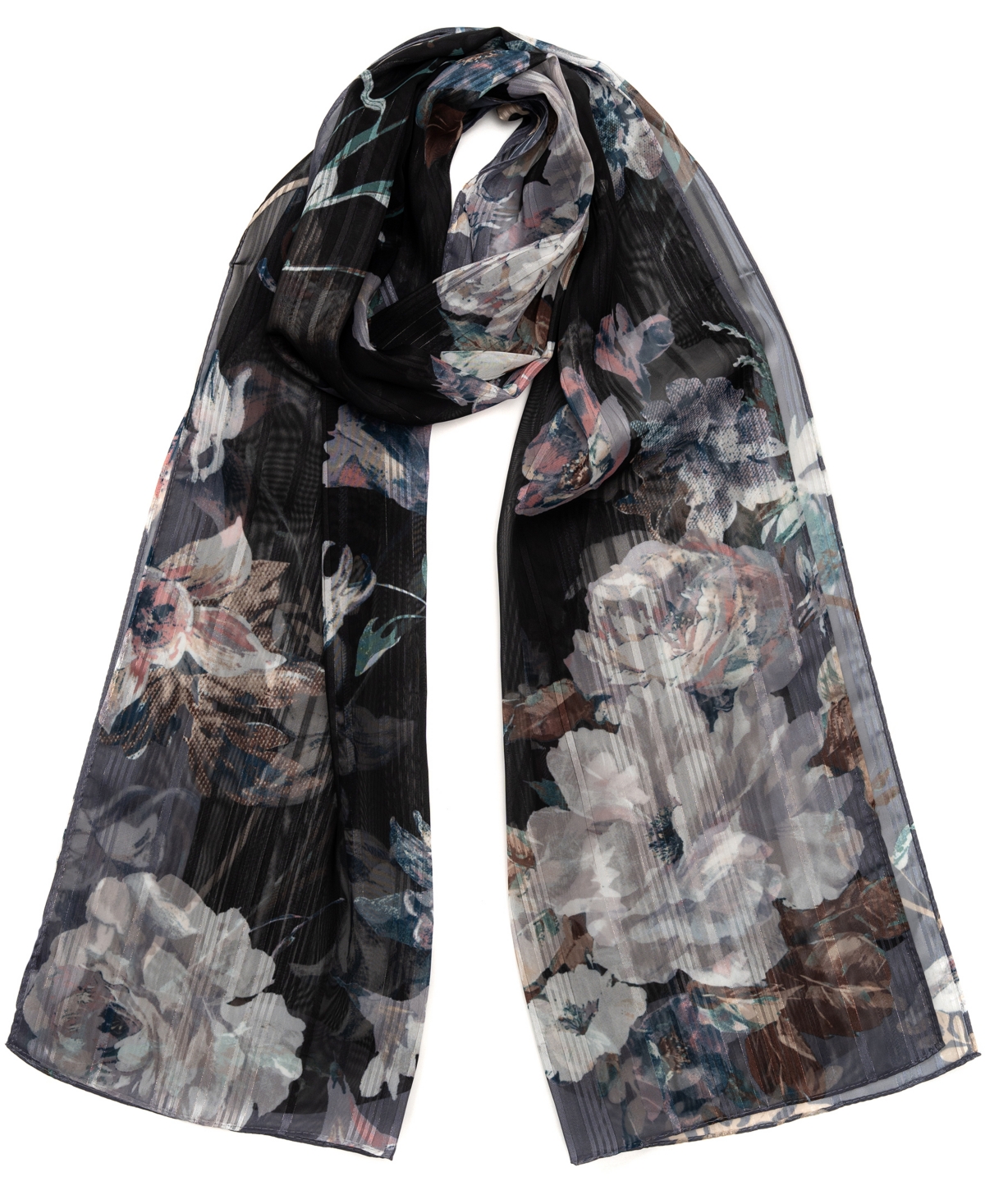 Click here for Vince Camuto Scatter Floral Oblong Scarf - Black prices