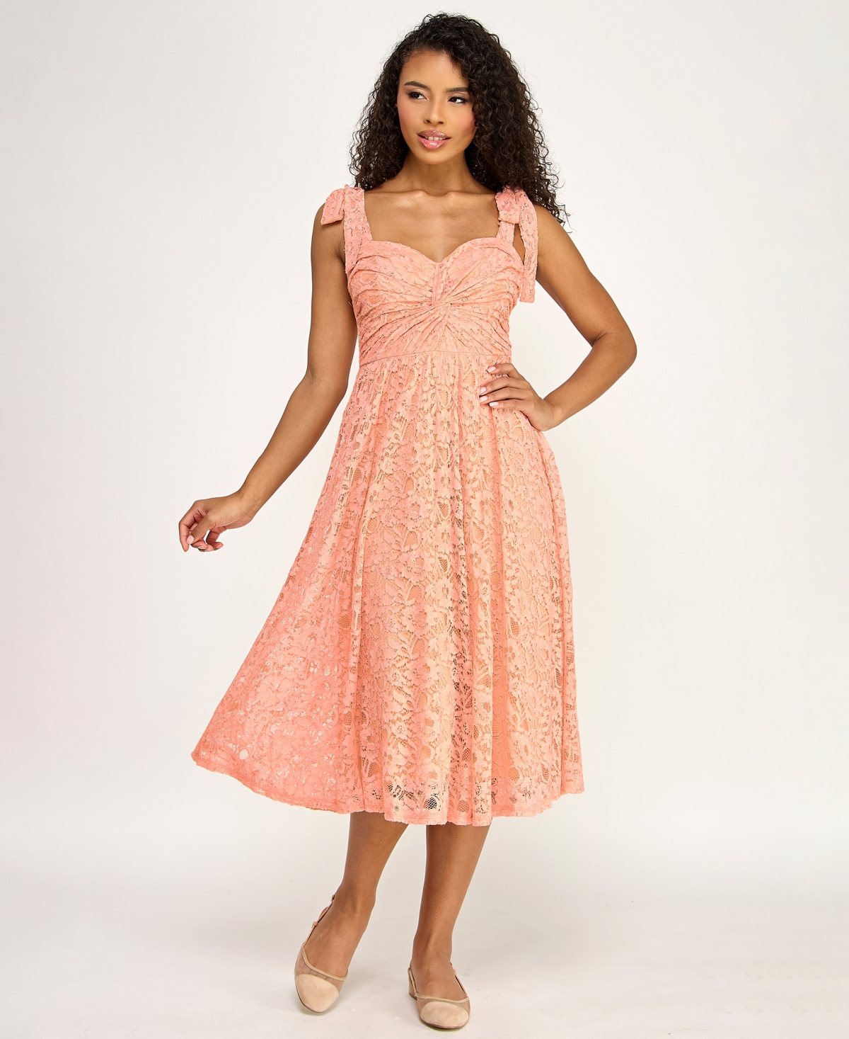 Click here for Seni & Cade Womens Twist Front Tie Shoulder Midi D... prices