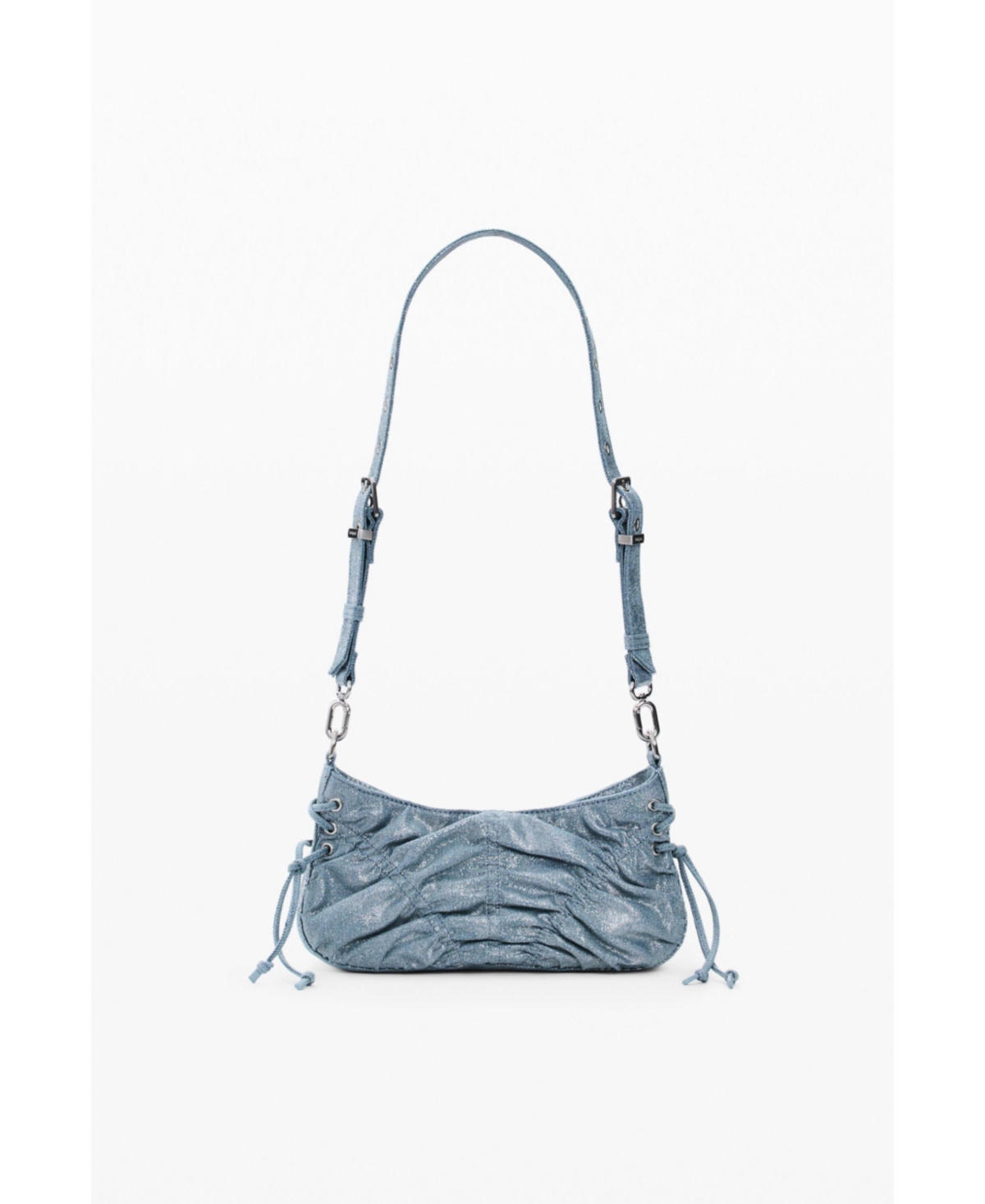 Click here for Desigual Womens Small ruched denim bag - Blue prices