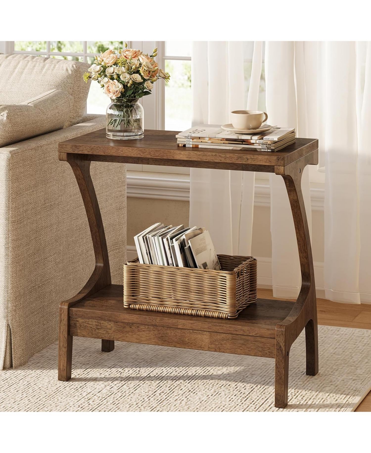 Click here for Tribesigns Solid Wood End Table with 2-Tier Storag... prices