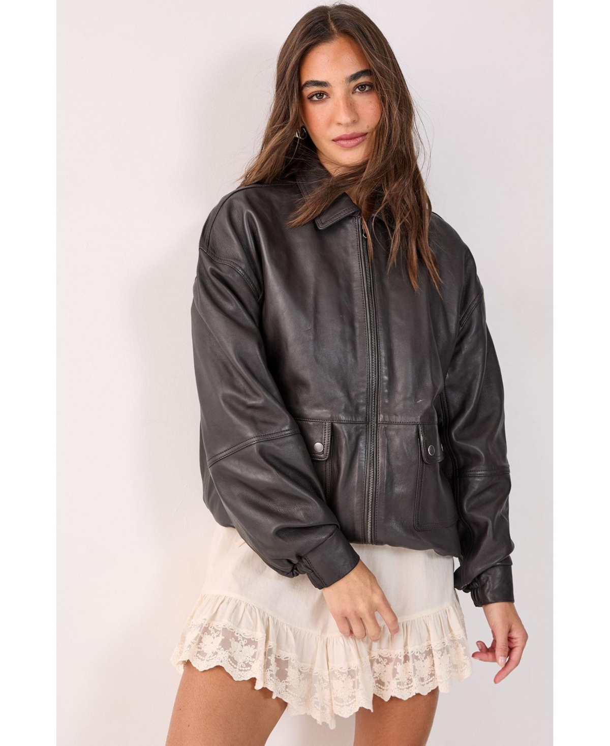 Click here for Nasty Gal Womens Real Leather Oversized Bomber Jac... prices