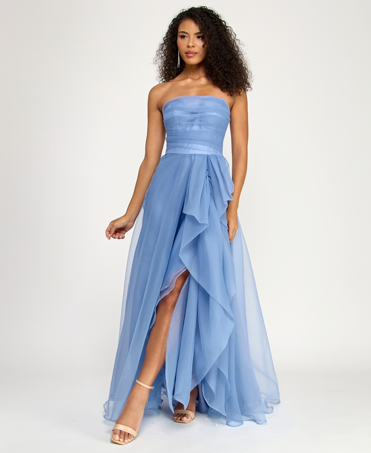 Click here for B Darlin Juniors Asymmetric Drape Strapless Ball G... prices