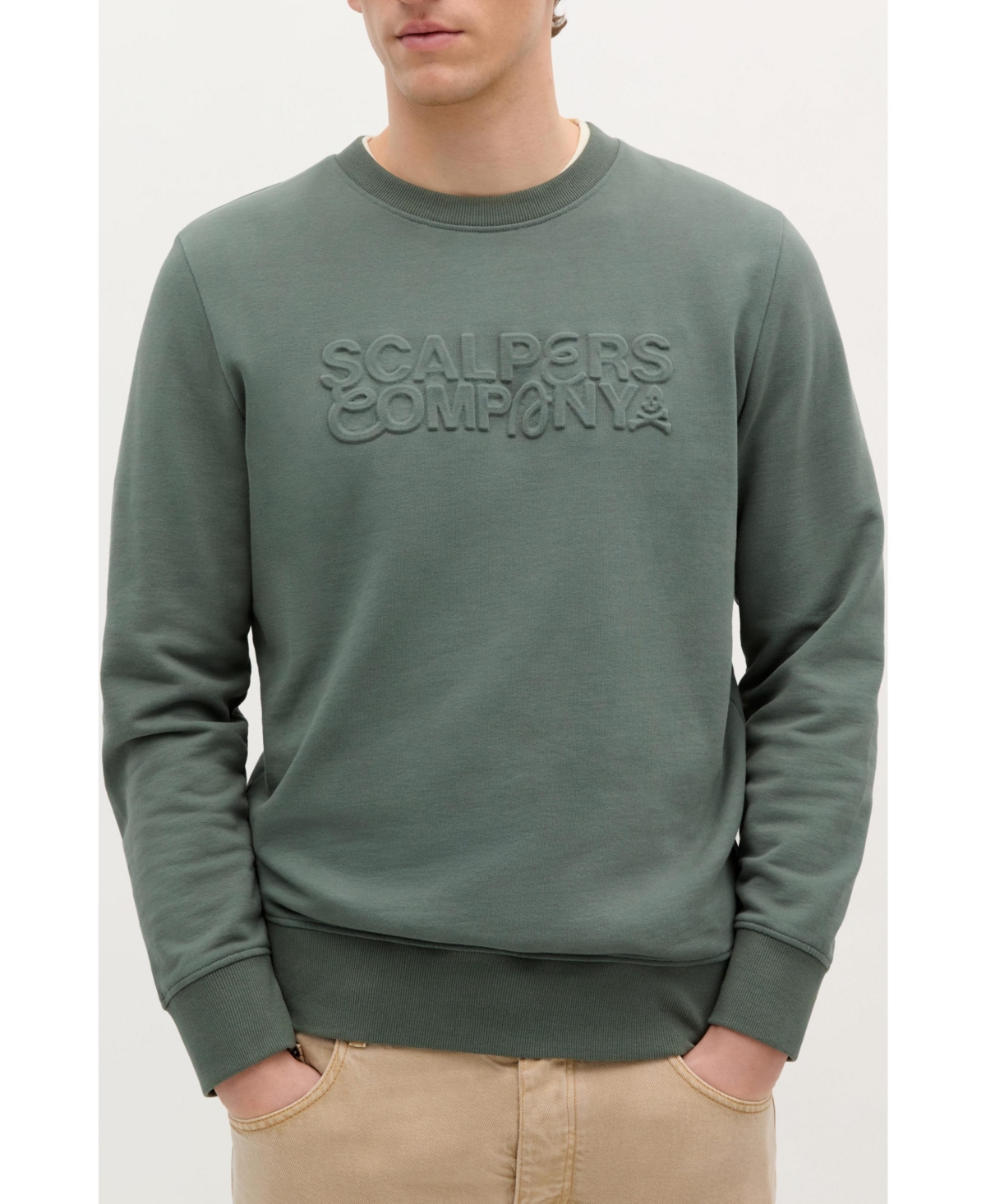 Click here for Scalpers Mens Company Emboss Sweater - Green prices