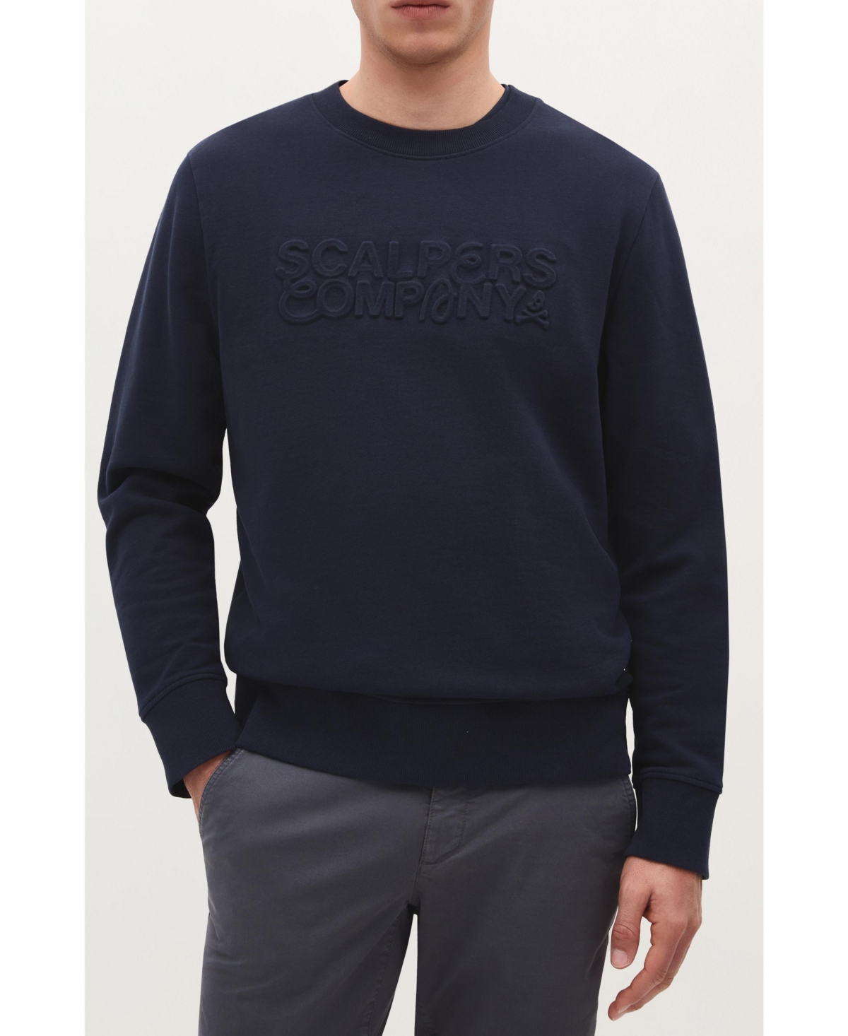 Click here for Scalpers Mens Company Emboss Sweater - Navy prices