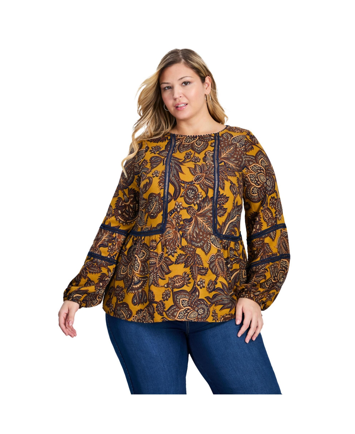 Click here for Avenue Womens Plus Size Bridget Lace Detail Blouse... prices