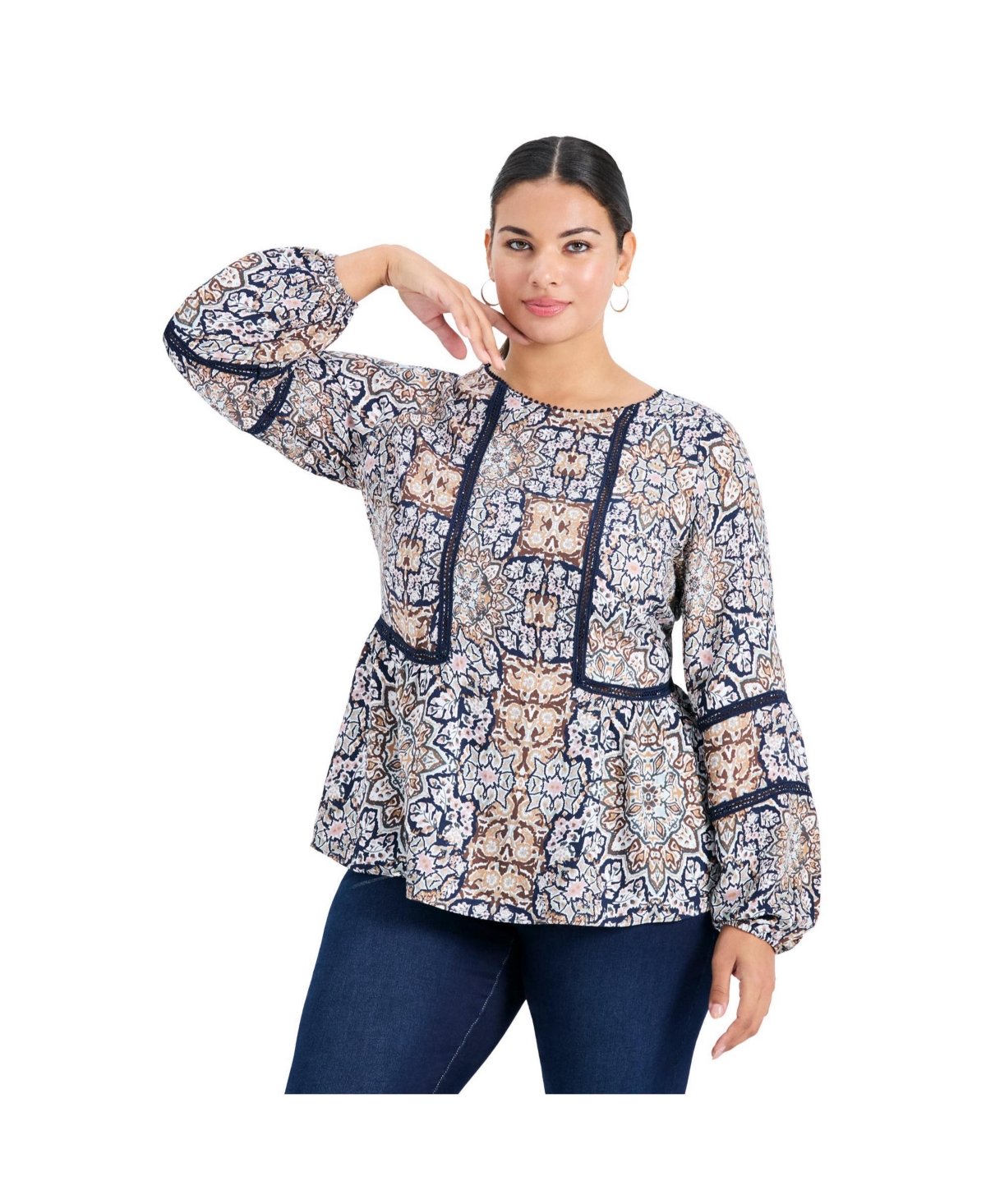 Click here for Avenue Womens Plus Size Bridget Lace Detail Blouse... prices
