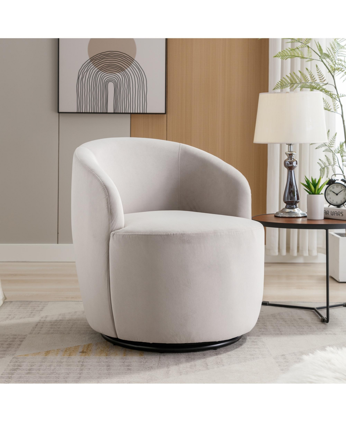 Click here for Cesicia Gray Velvet Swivel Accent Armchair With Bl... prices