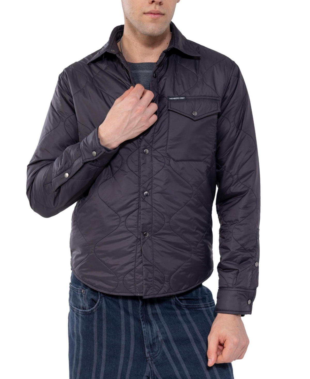 Click here for Members Only Mens Quilted Shirt Jacket - Black prices