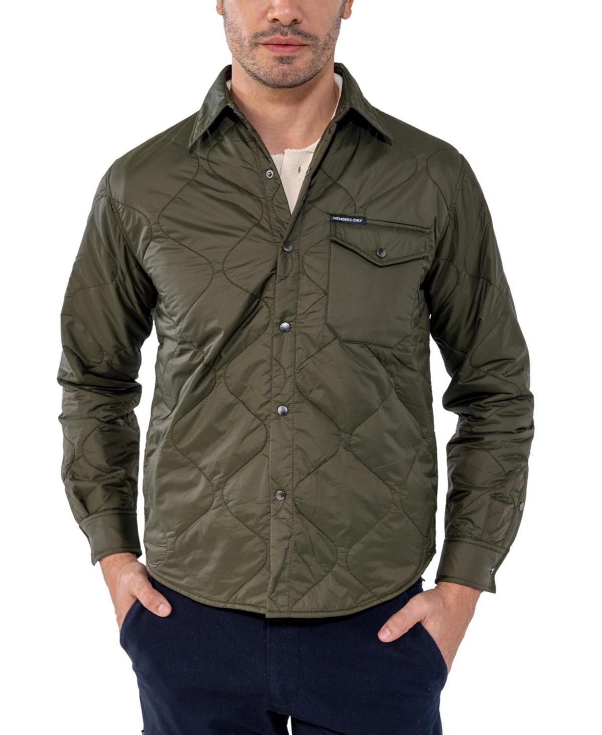 Click here for Members Only Mens Quilted Shirt Jacket - Olive prices