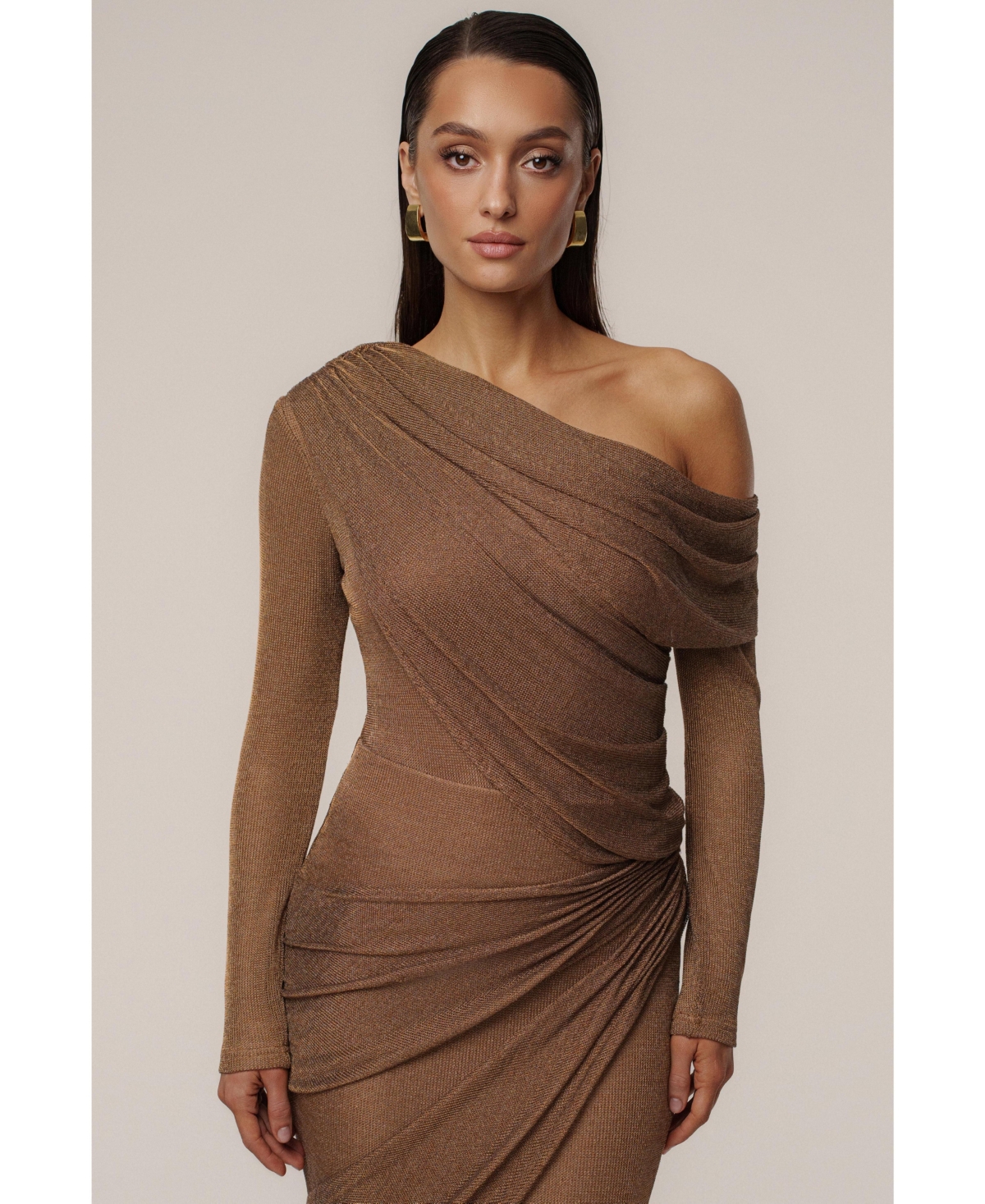 Click here for Jluxlabel Womens Opulent Metallic Bodysuit - Brown prices