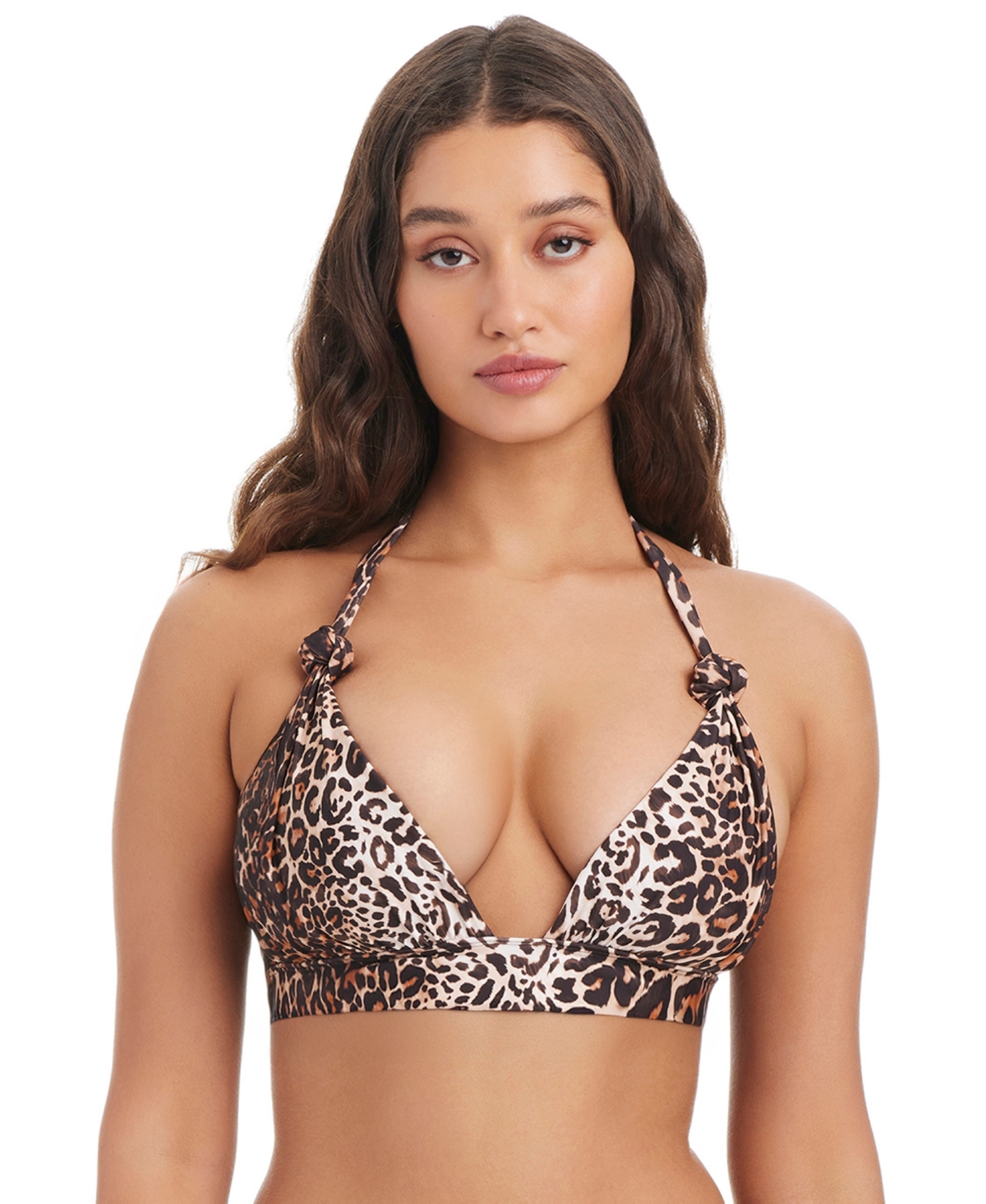 Click here for Bar Iii Feline Fine Banded Sweetheart Halter Bra... prices