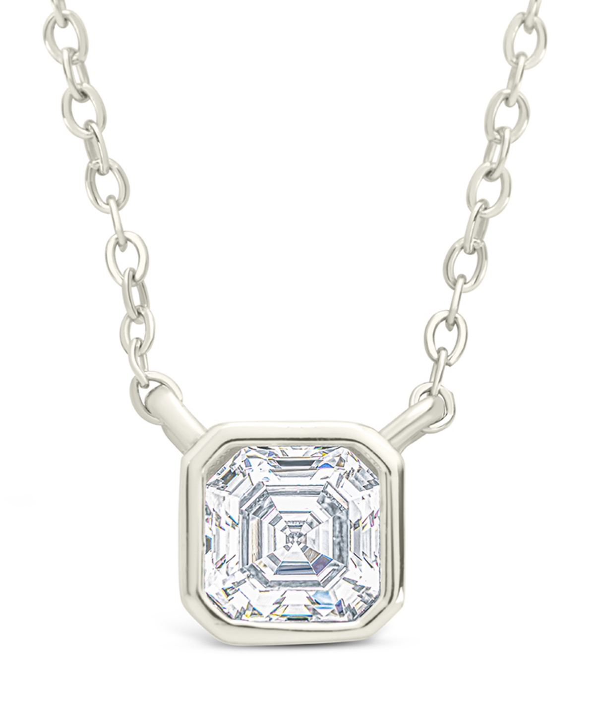 Click here for Sterling Forever Asscher Bezel Set Pendant - Silve... prices