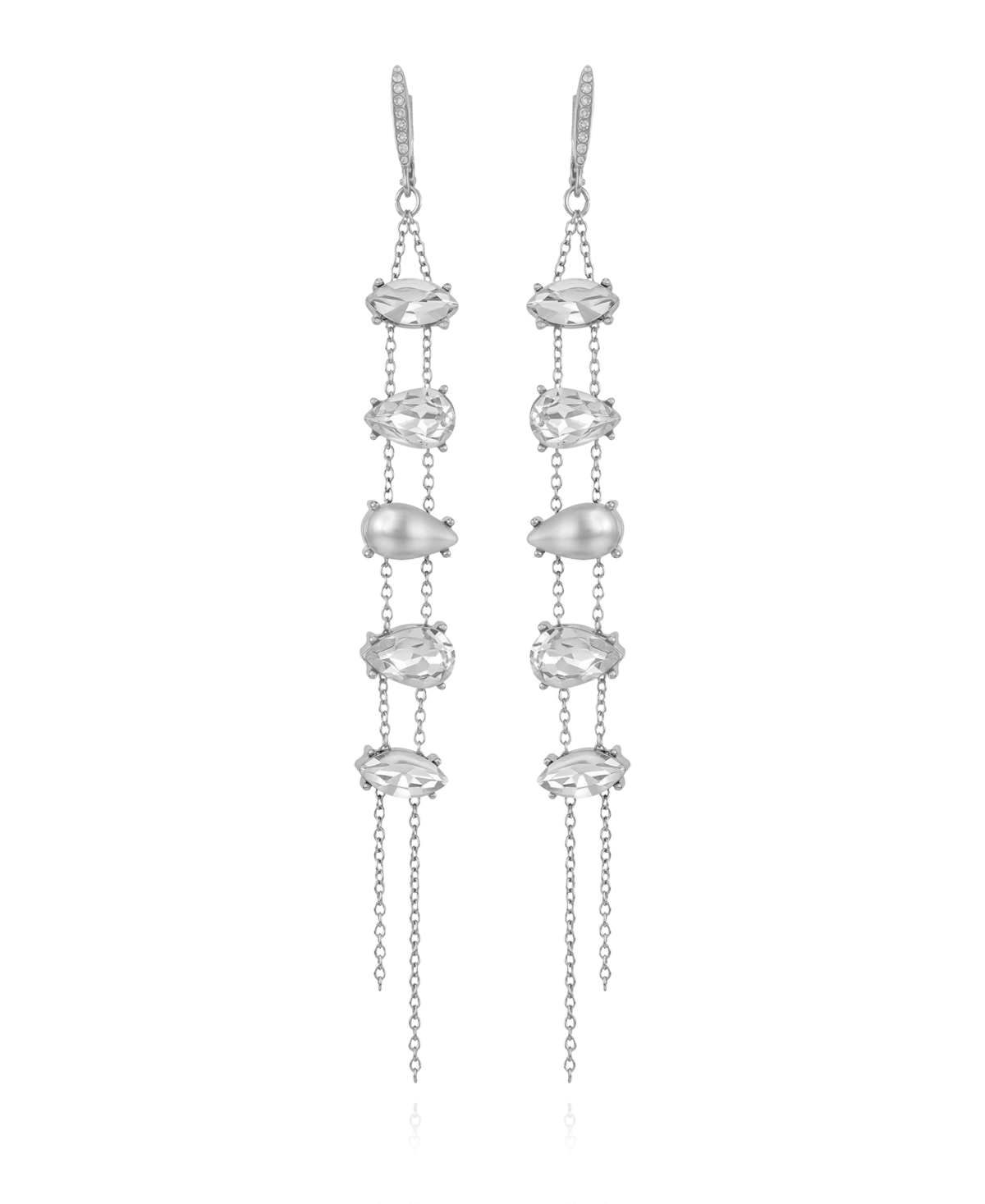 Click here for Guess Crystal Stone Chain Drop Earrings - Silver prices