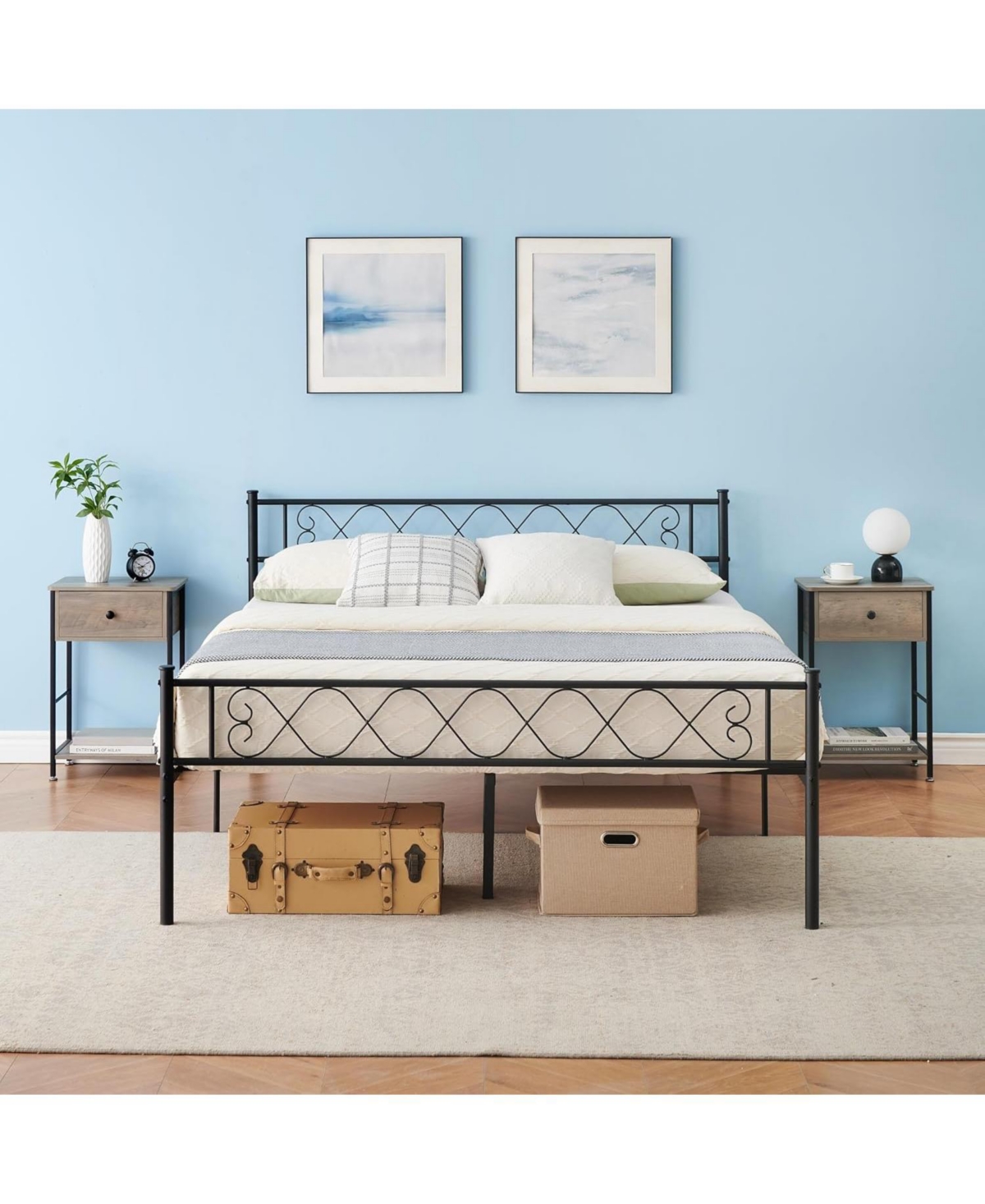 Click here for gaomon Queen Metal Platform Bed with Heart-Design... prices