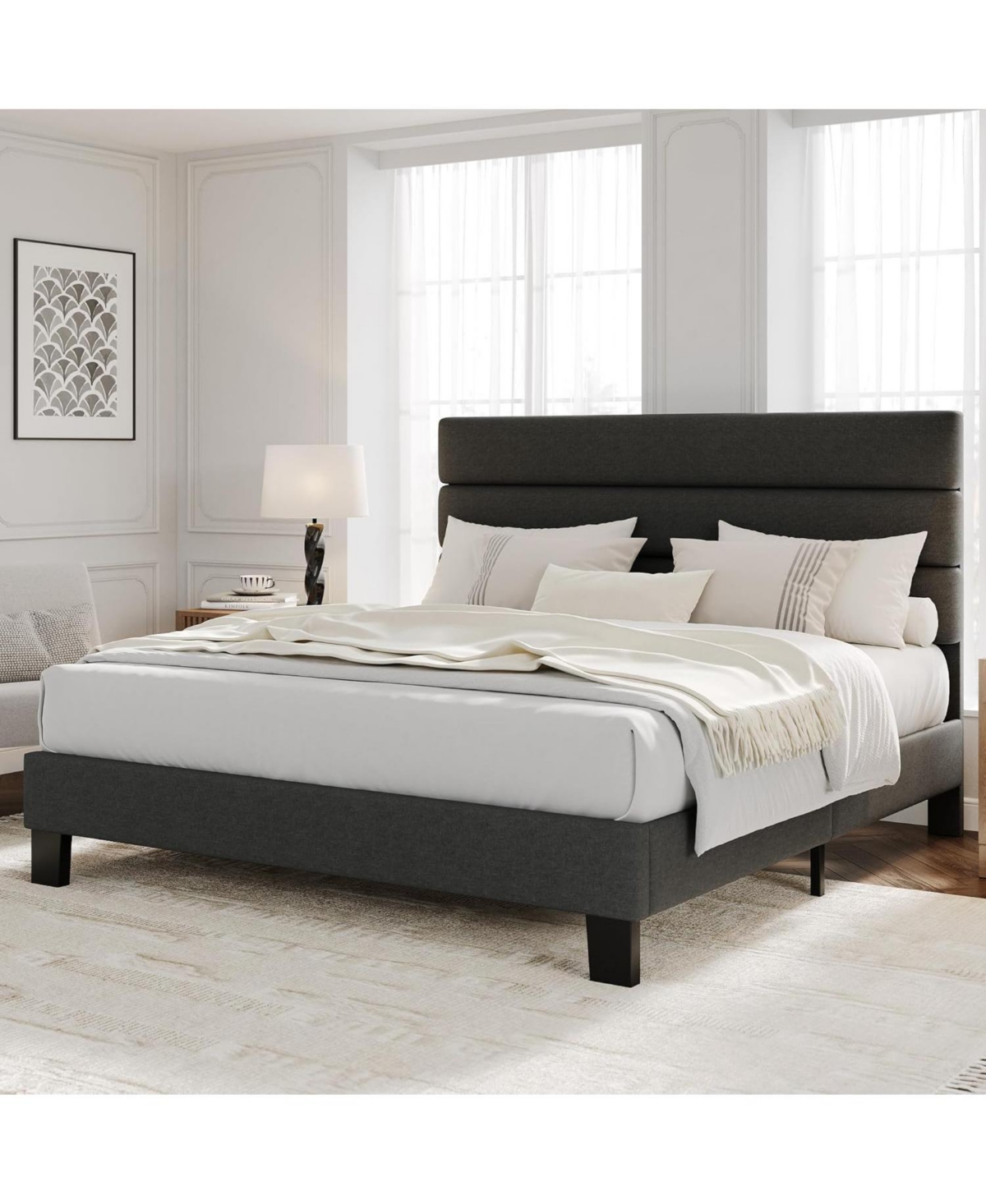 Click here for gaomon Size Platform Bed Frame with Adjustable Lin... prices