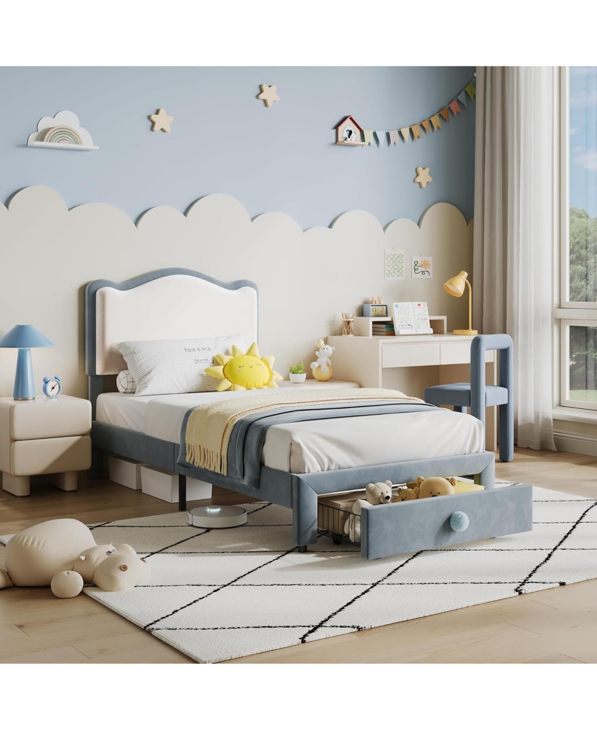 Click here for gaomon Twin Size Upholstered Bed Frame with 2 Draw... prices