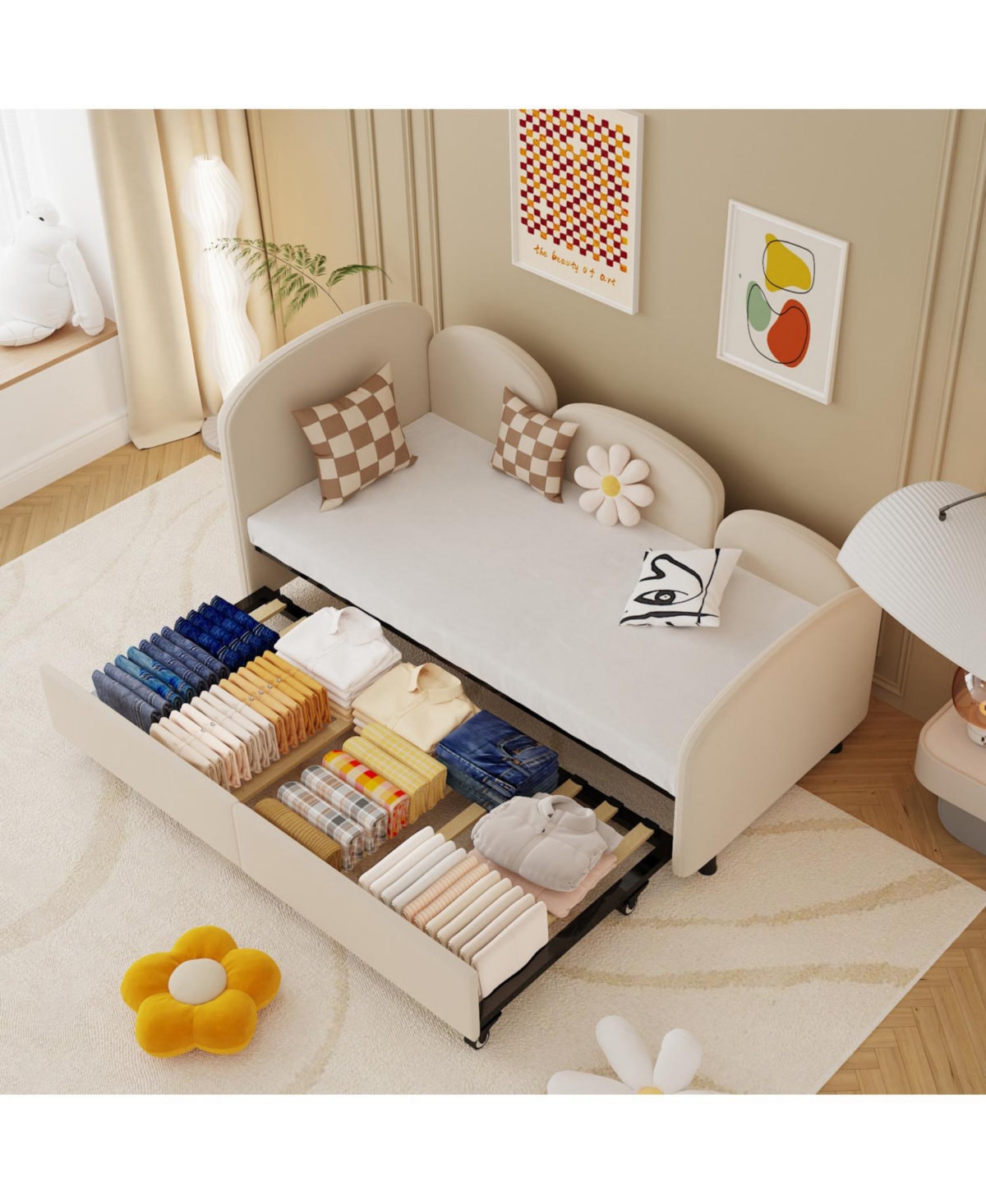 Click here for Streamdale Furniture Beige Twin Velvet Upholstered... prices