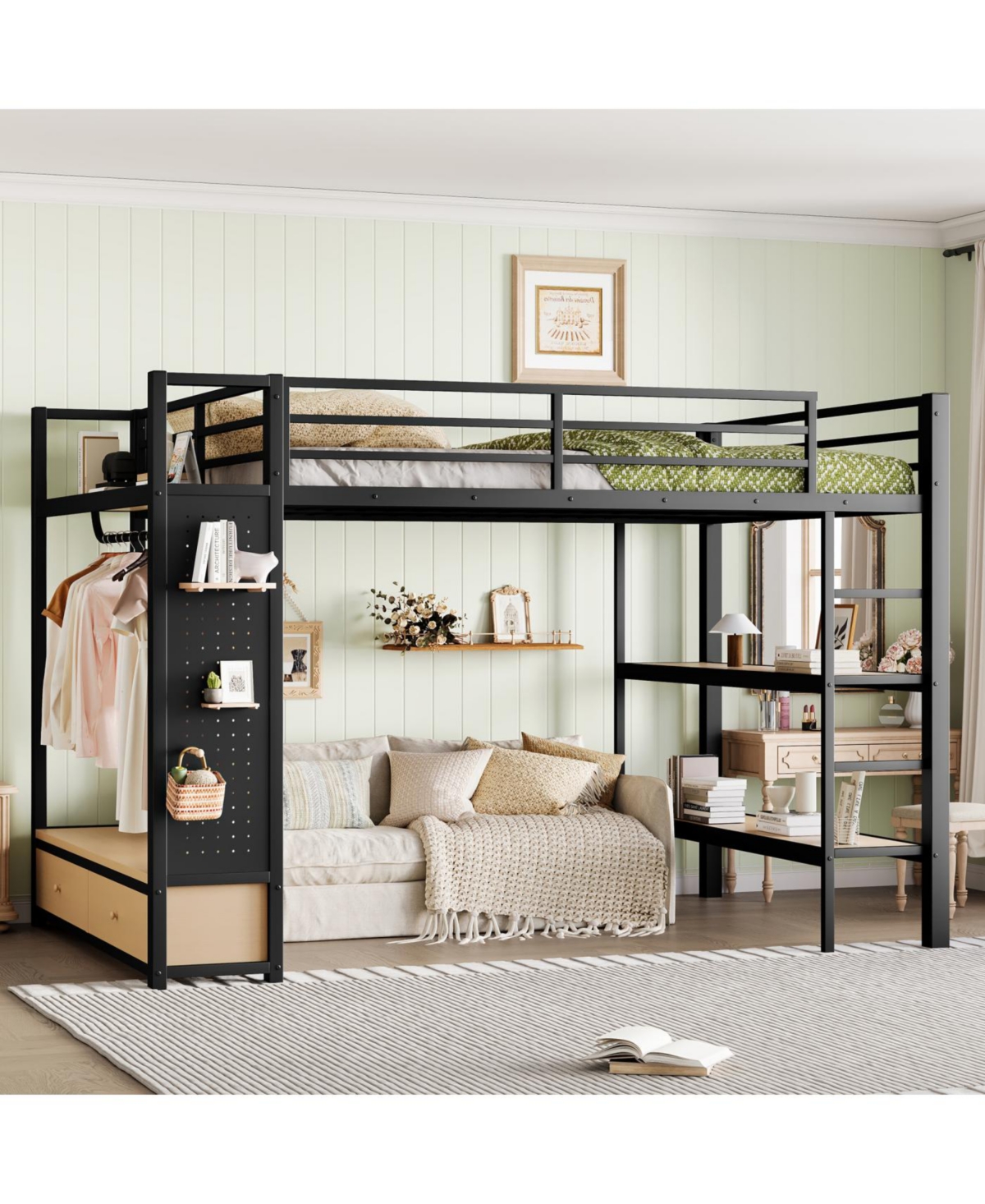 Click here for Streamdale Queen Loft Bed Frame with Wardrobe & St... prices