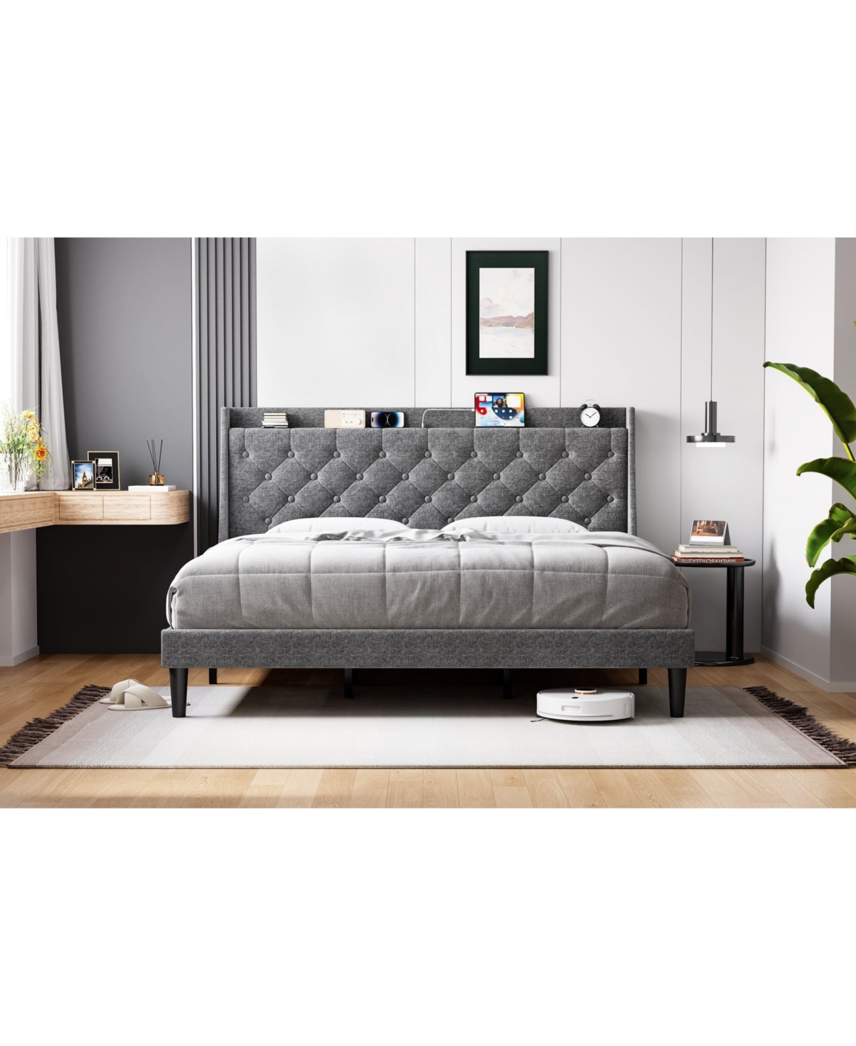Click here for Gaomon Easy Assembly King Size Upholstered Bed Fra... prices