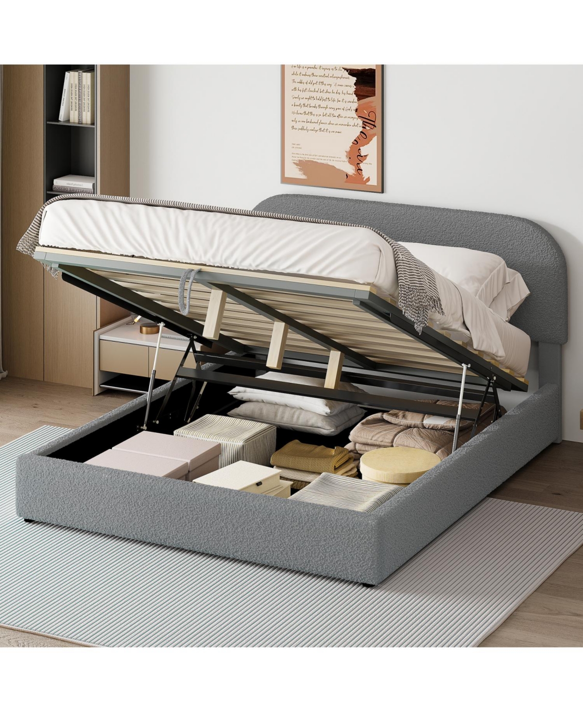 Click here for Streamdale Furniture White Teddy Fleece Queen Plat... prices